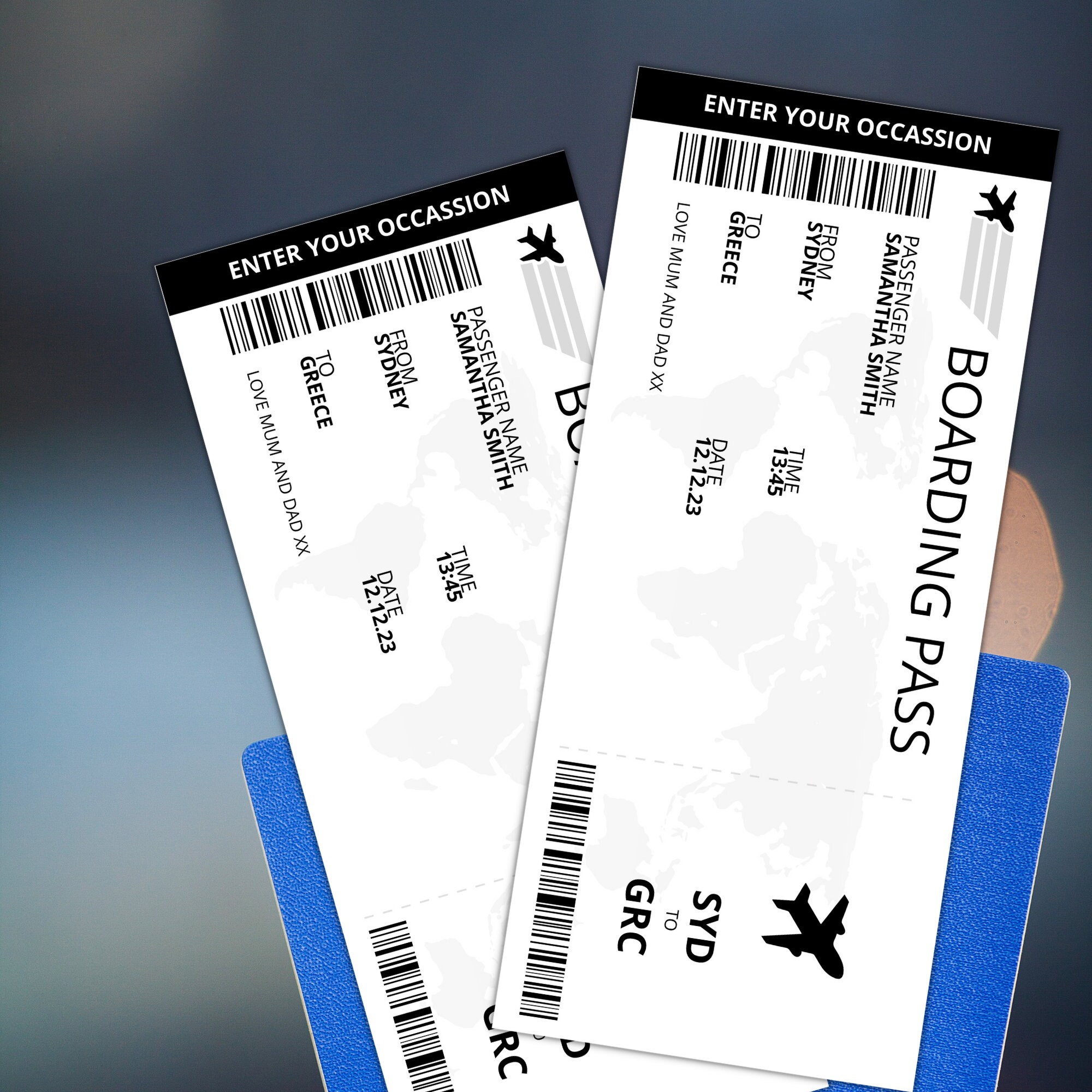 Editable Boarding Pass, Surprise Trip, Airline Ticket, Flight Gift ...