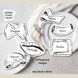 Pasta Place Cards Template, Whimsical Place Card, Pasta Shapes Place ...