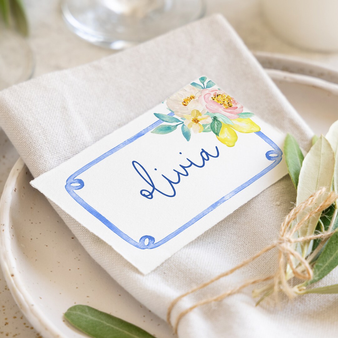 Lemon Placecard Template, Instant Download Editable Modern Name Card ...