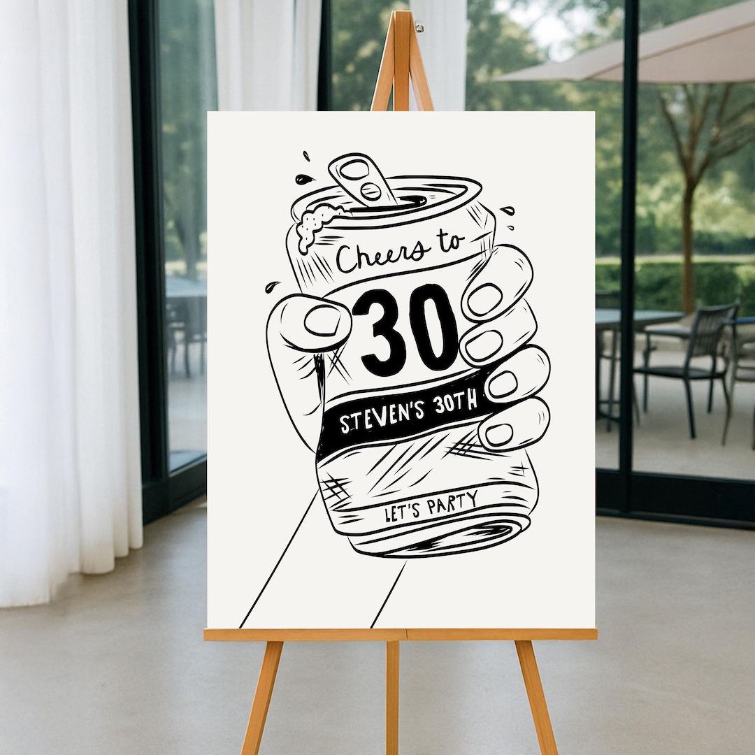 30th Birthday Welcome Sign Template, Male 30th Birthday Sign, Cheers to ...