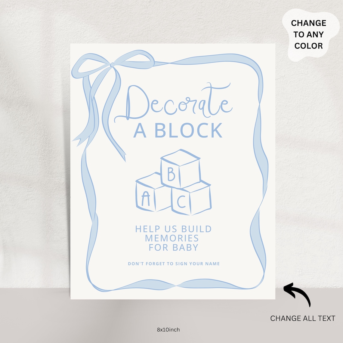 Decorate A Block Baby Shower Sign, Blue Bow Baby Block Sign for Block ...