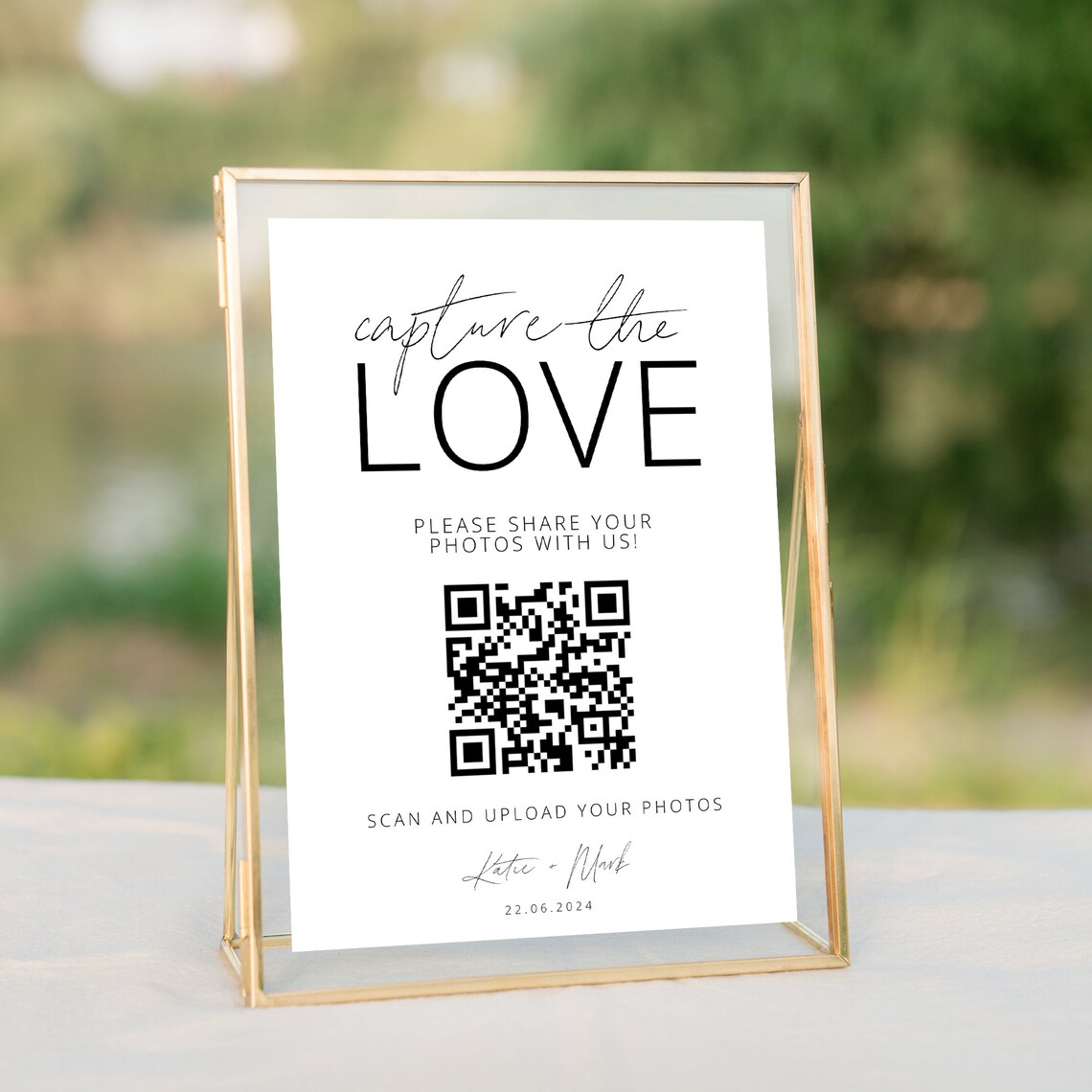 Capture the Love QR Code Sign, Modern Wedding Reception Table Sign ...