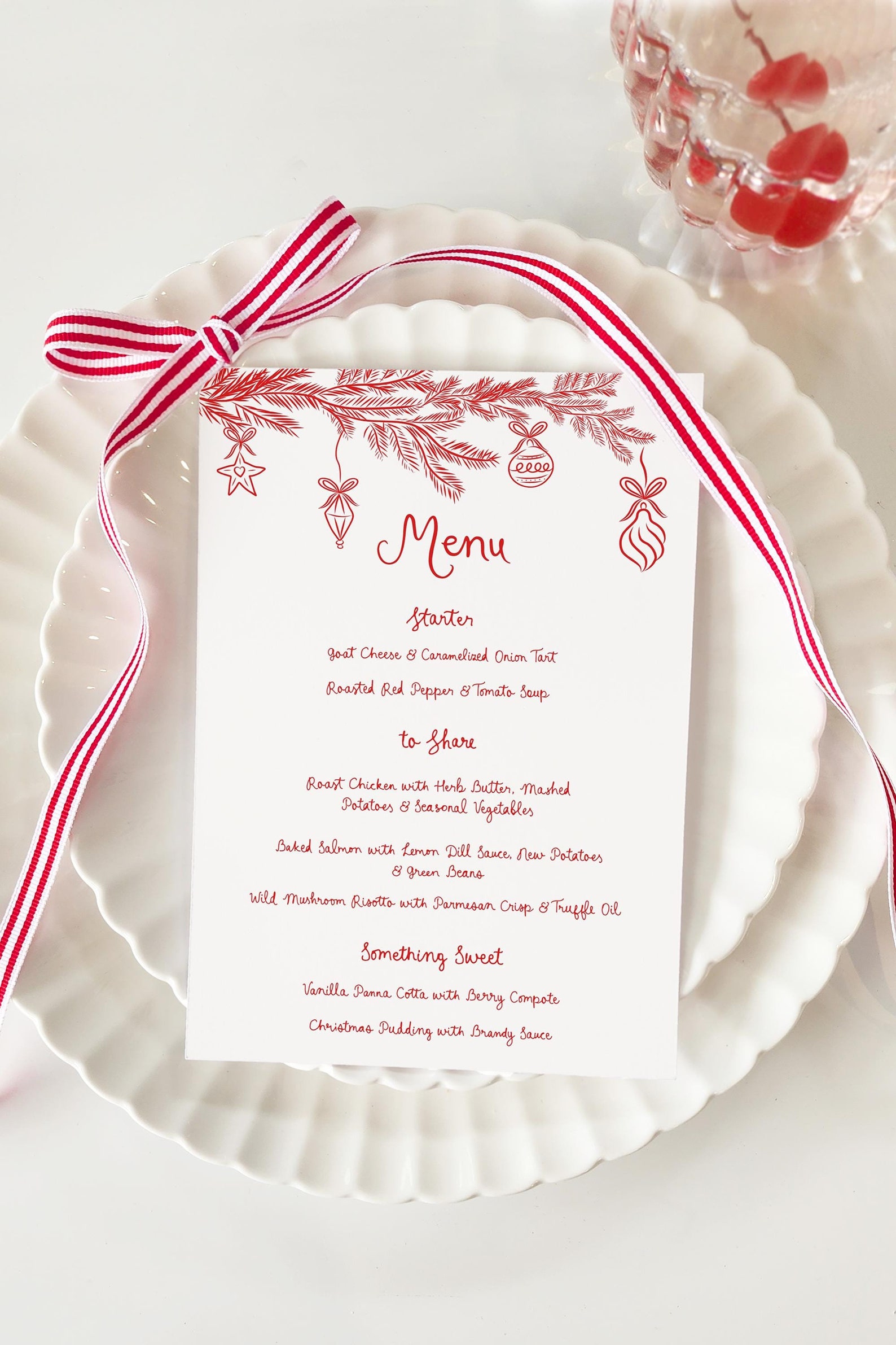 Christmas Menu Template Printable, Hand Drawn Line Art Christmas Food ...