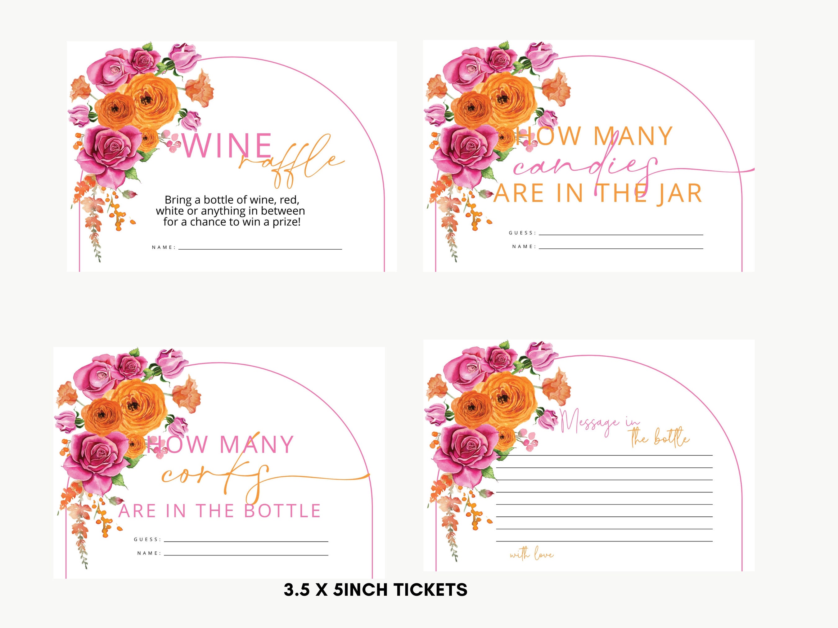 Pink Floral Bridal Shower Games, Orange Pink Floral Bridal Games ...
