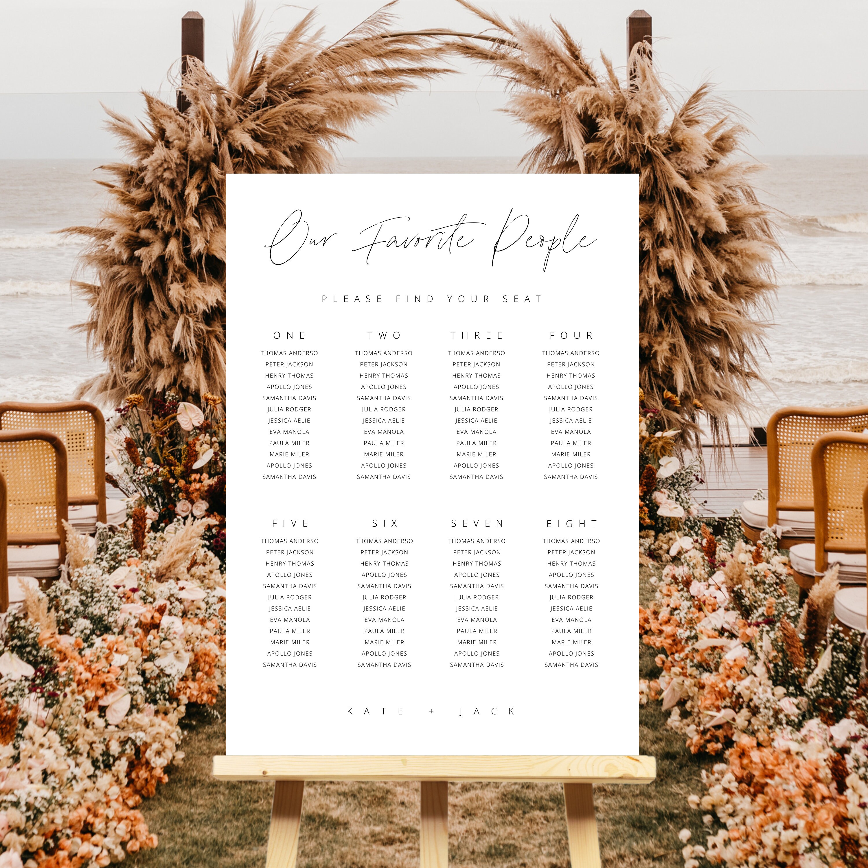Editable Elegant Seating Chart Template, Modern Wedding Seating Chart ...