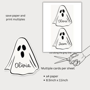 Halloween Place Cards – Ghost & Pumpkin Design – Printable Name Place ...