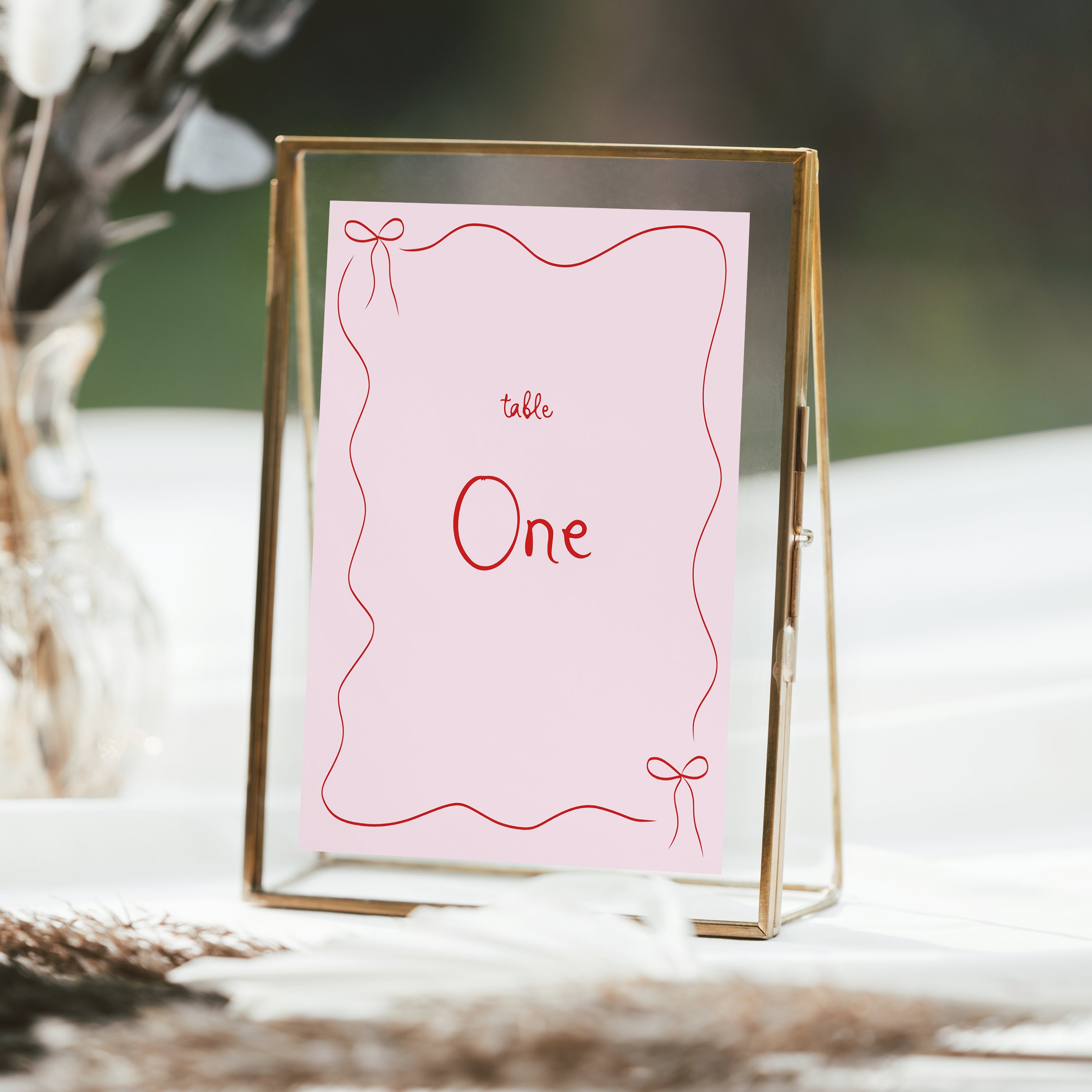 Hand Drawn Table Number Template, Printable Red Table Numbers, Pink ...