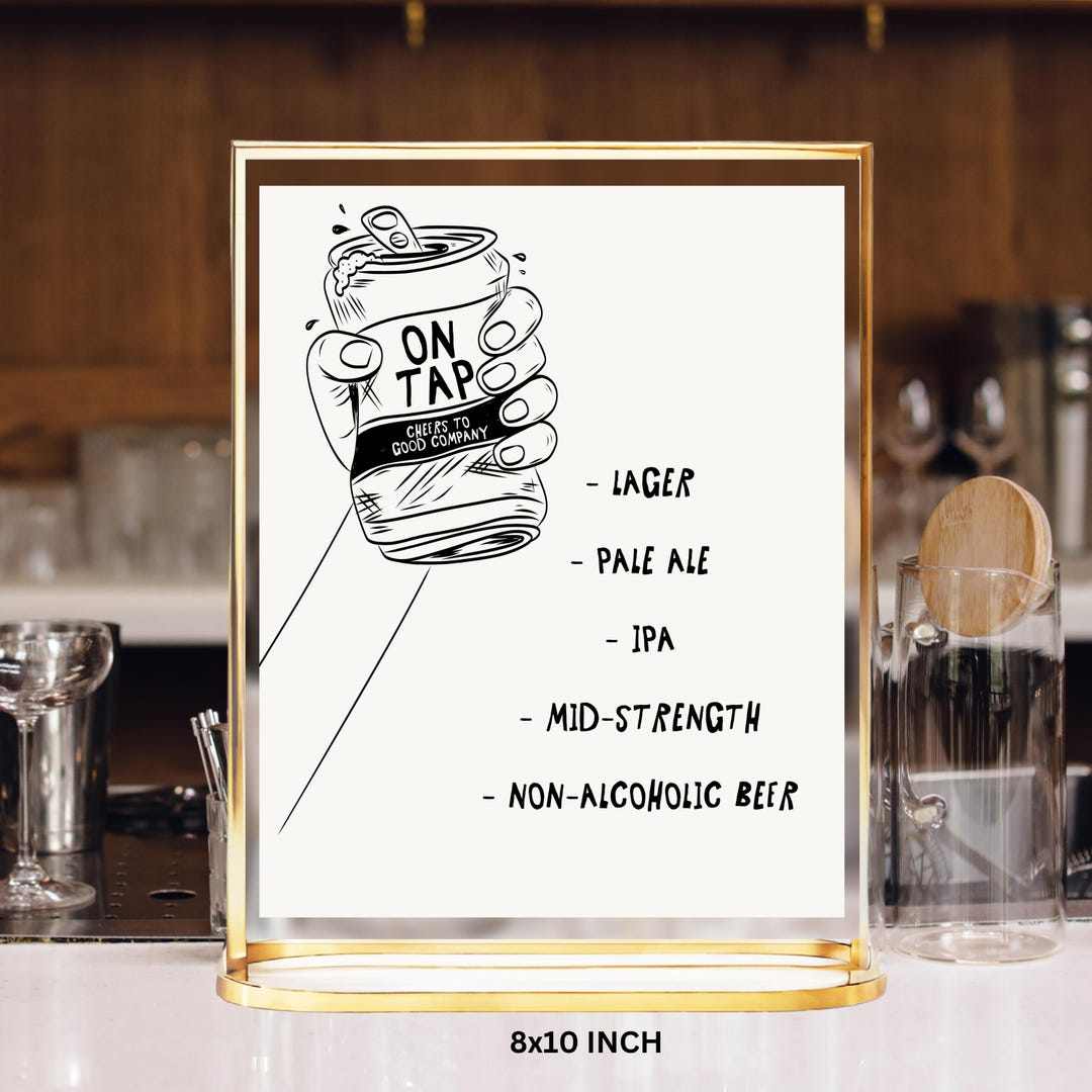 On Tap Beer Menu Sign, Printable Bar Drinks Menu, Cheers to 40 Birthday ...