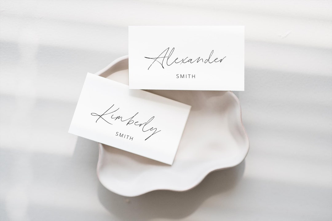Wedding Place Cards Template Editable Place Card Black and White Place ...