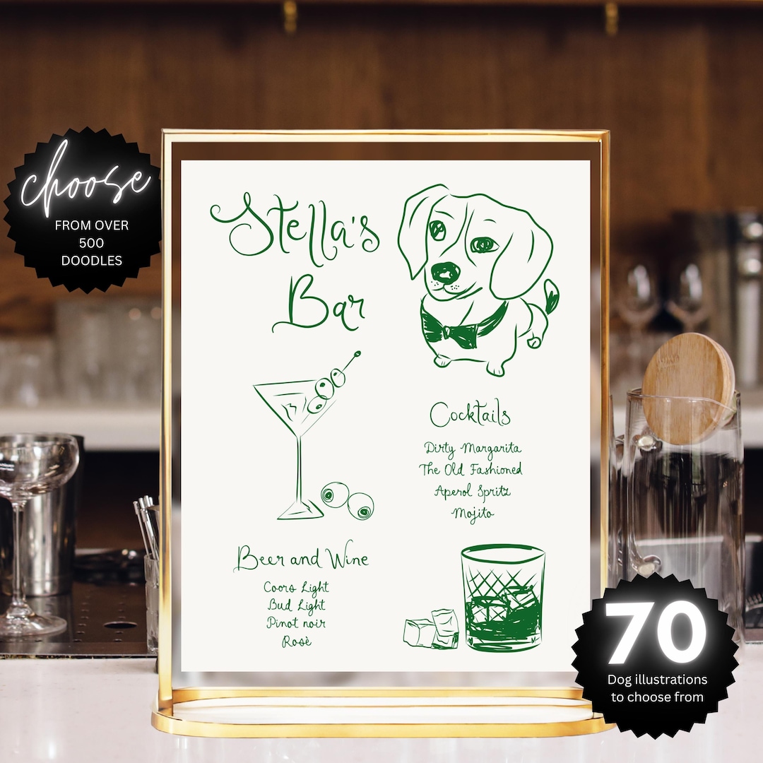 Dog Signature Drinks Sign Template, Pet Signature Cocktails Sign ...