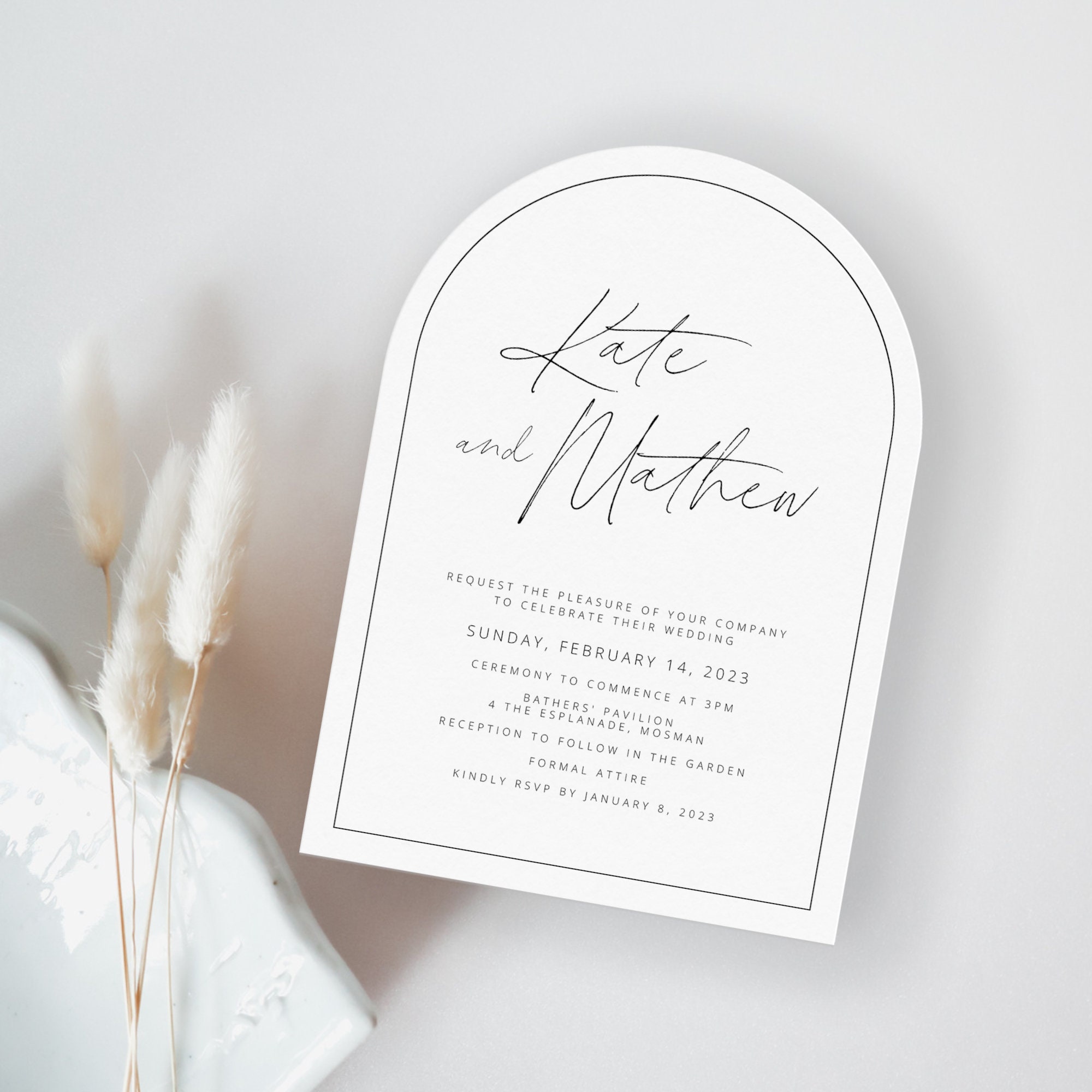 Arch Wedding Invitation Template, Invitation With Arch SVG, Minimal Wedding Invite, Wedding ...