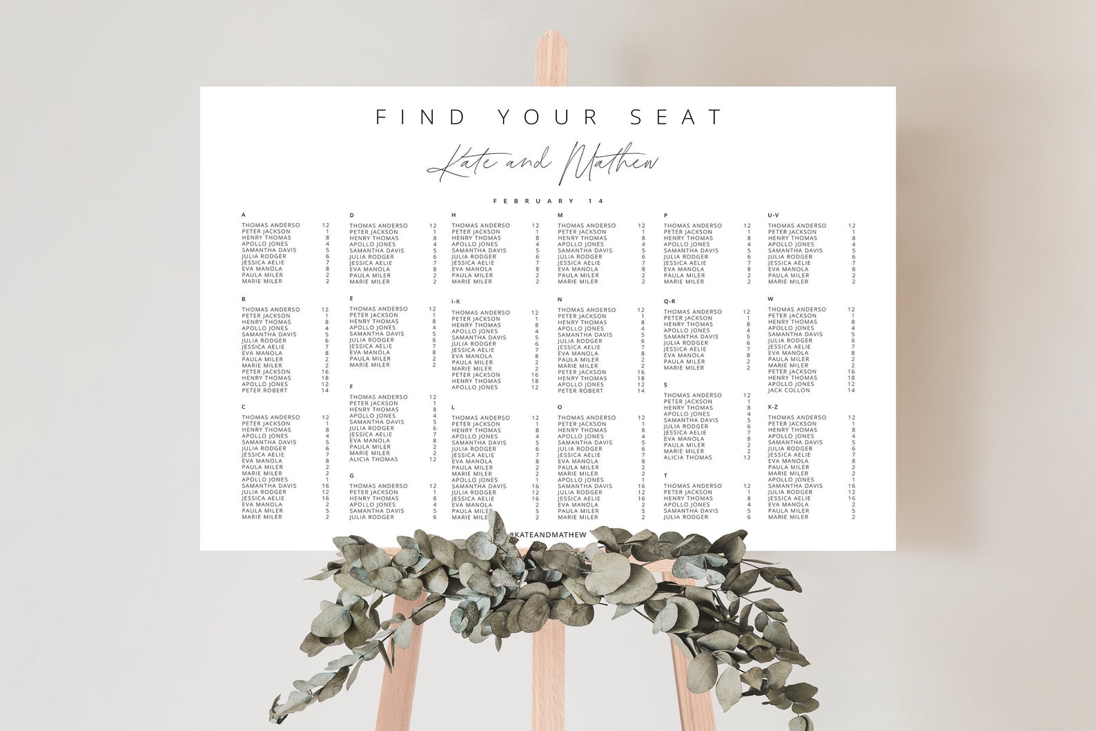 Editable Elegant Seating Chart Template, Modern Wedding Seating Chart ...