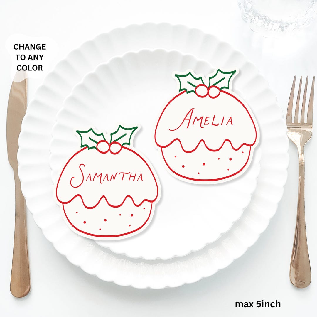 Christmas Pudding Place Cards • Editable Holiday Name Tags • Printable ...