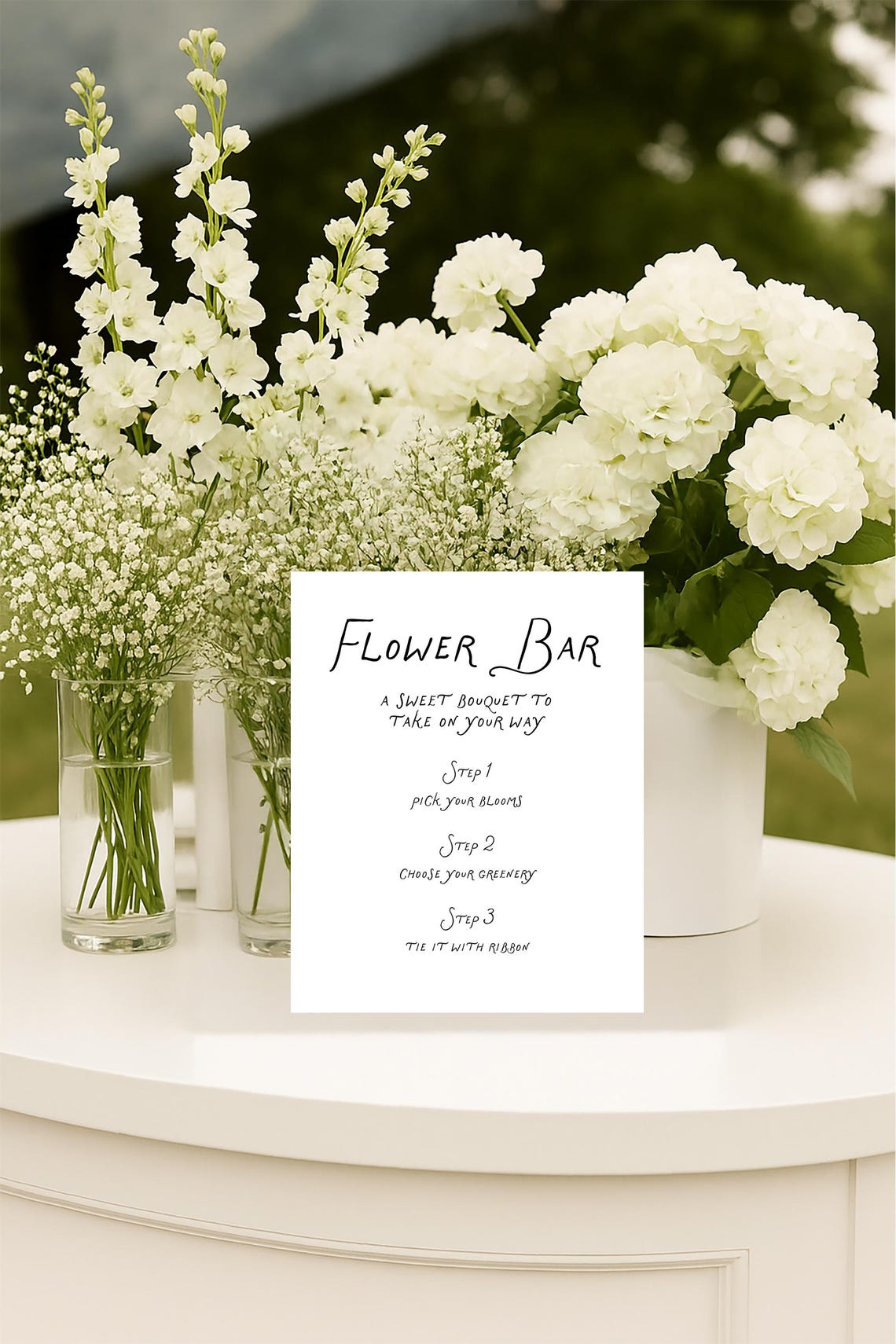Flower Bar Sign Printable, Bridal Shower Flower Bar, Build a Bouquet ...