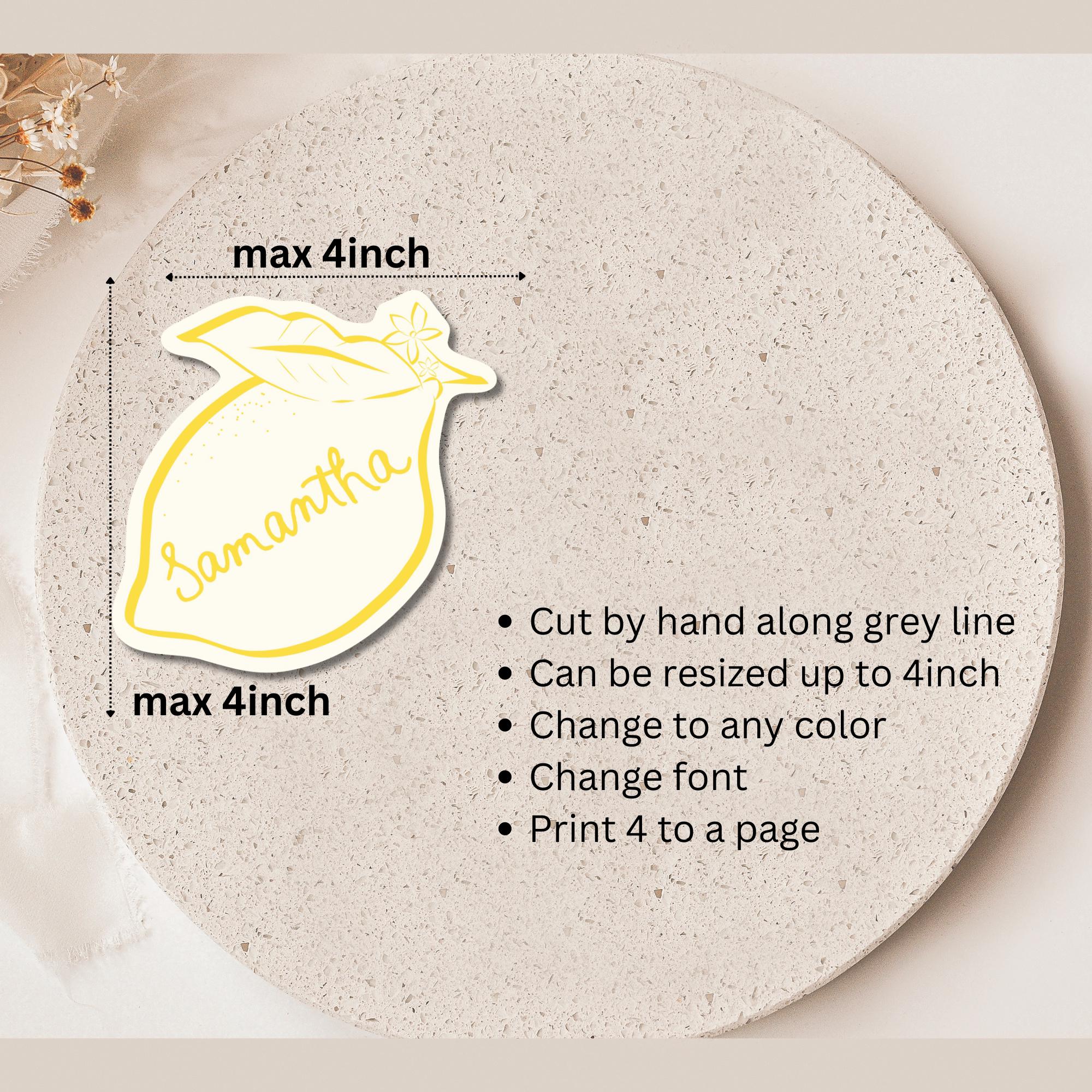 Lemon Place Cards Template Lemon Amalfi Mediterranean Table Name Card ...