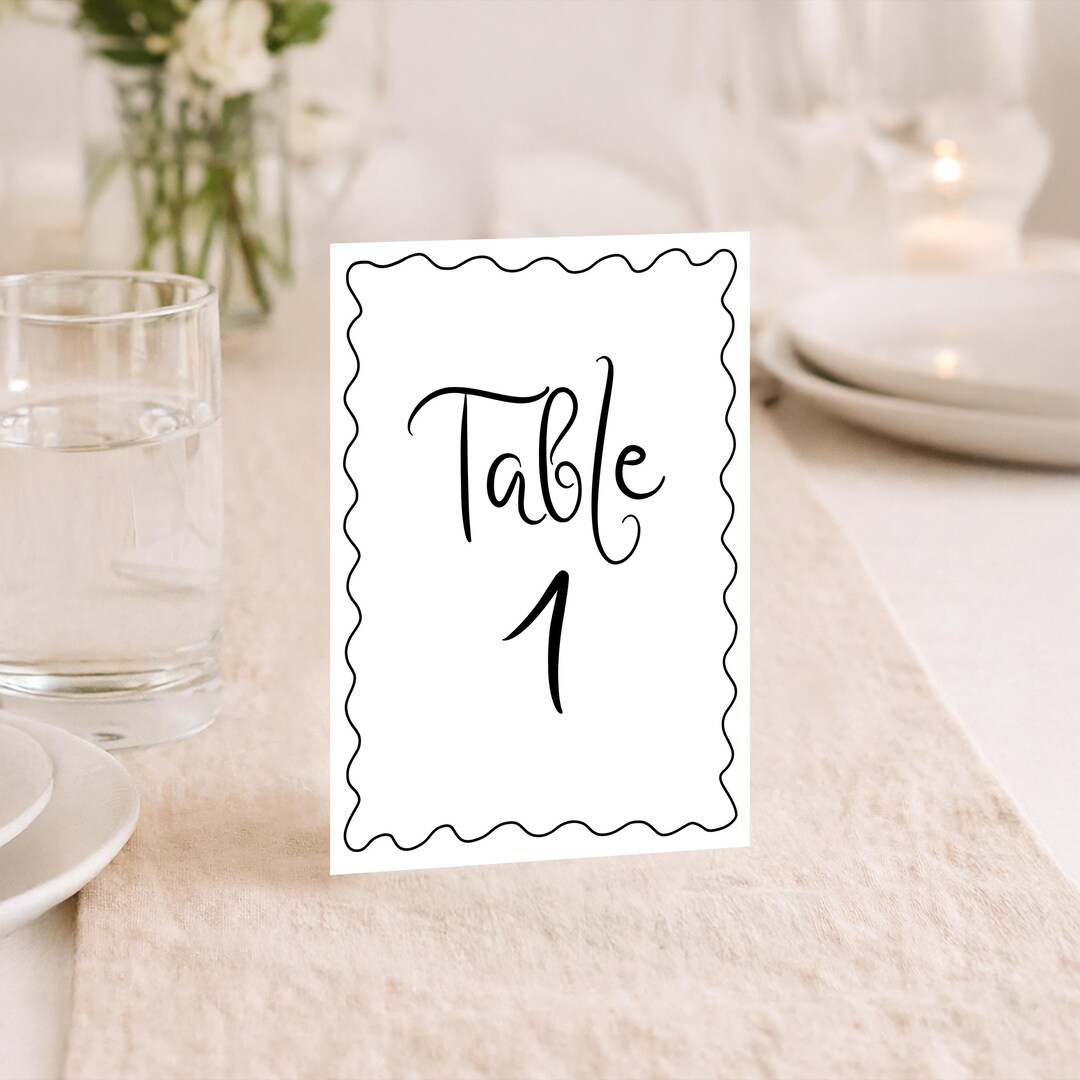 Whimsical Table Number Template, Table Numbers, Wave Table Numbers ...