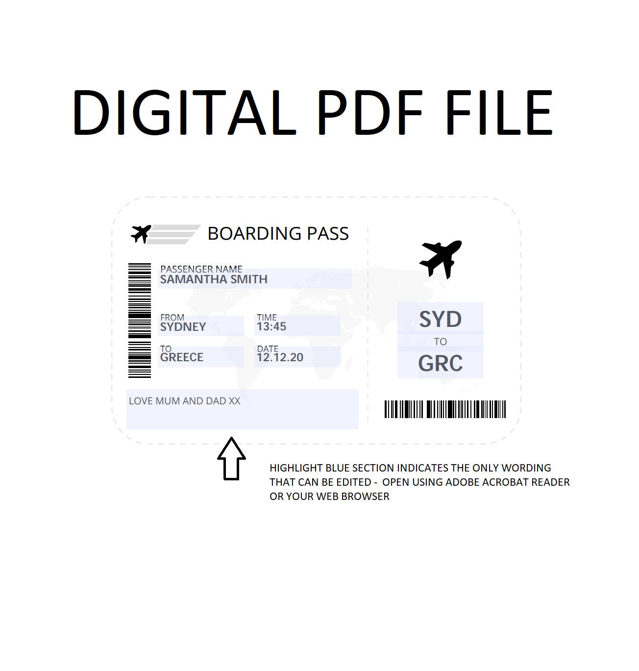 Print-at-home, Boarding Pass, Surprise Trip, Airline Ticket, Flight ...