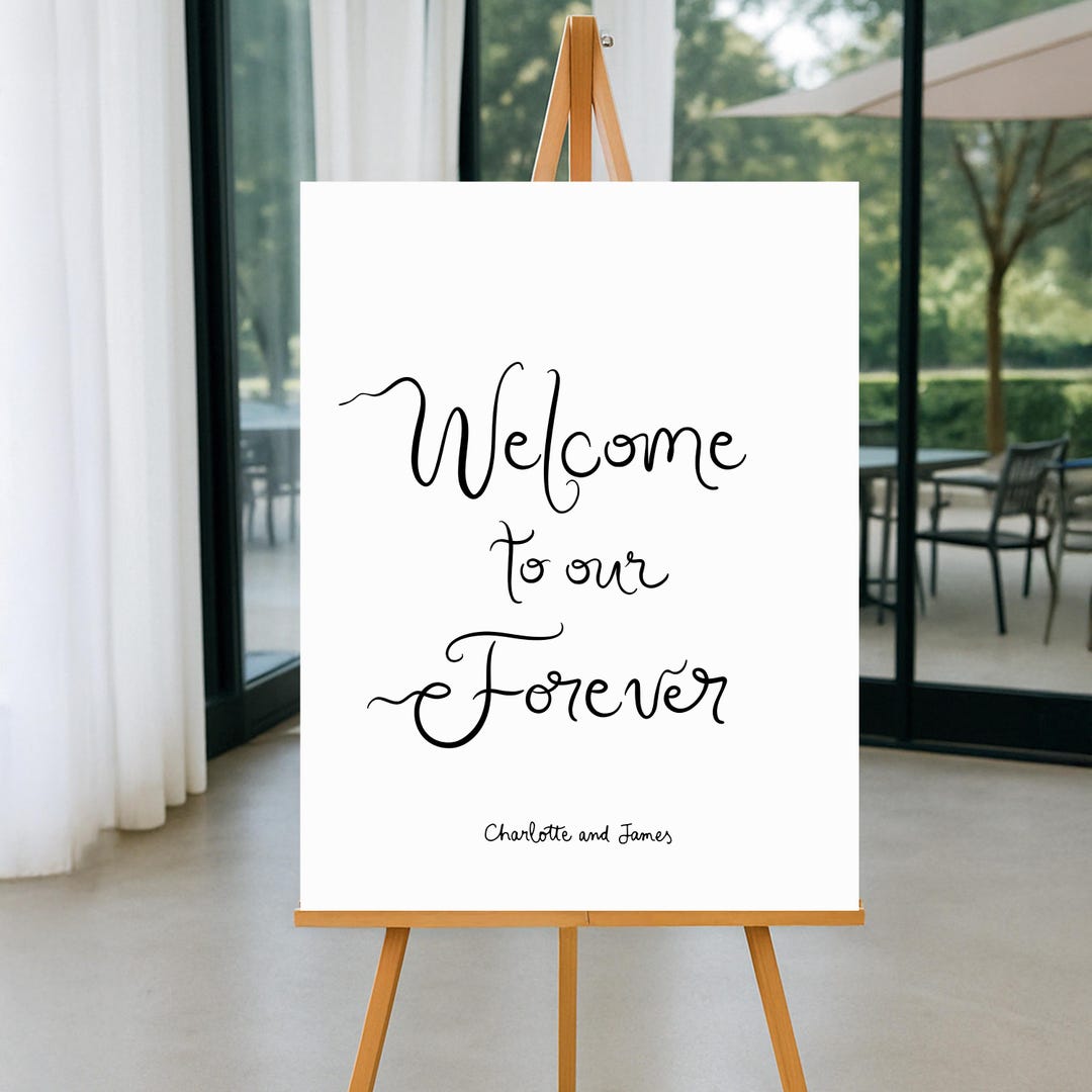 Hand Drawn Wedding Welcome Sign Template, Welcome to Our Forever ...