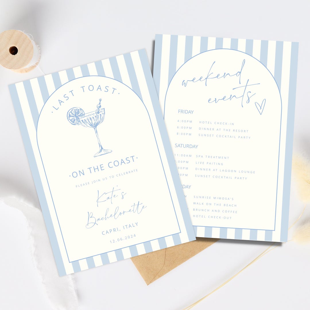Coastal Last Toast on the Coast, 30A Bachelorette Invitation and ...