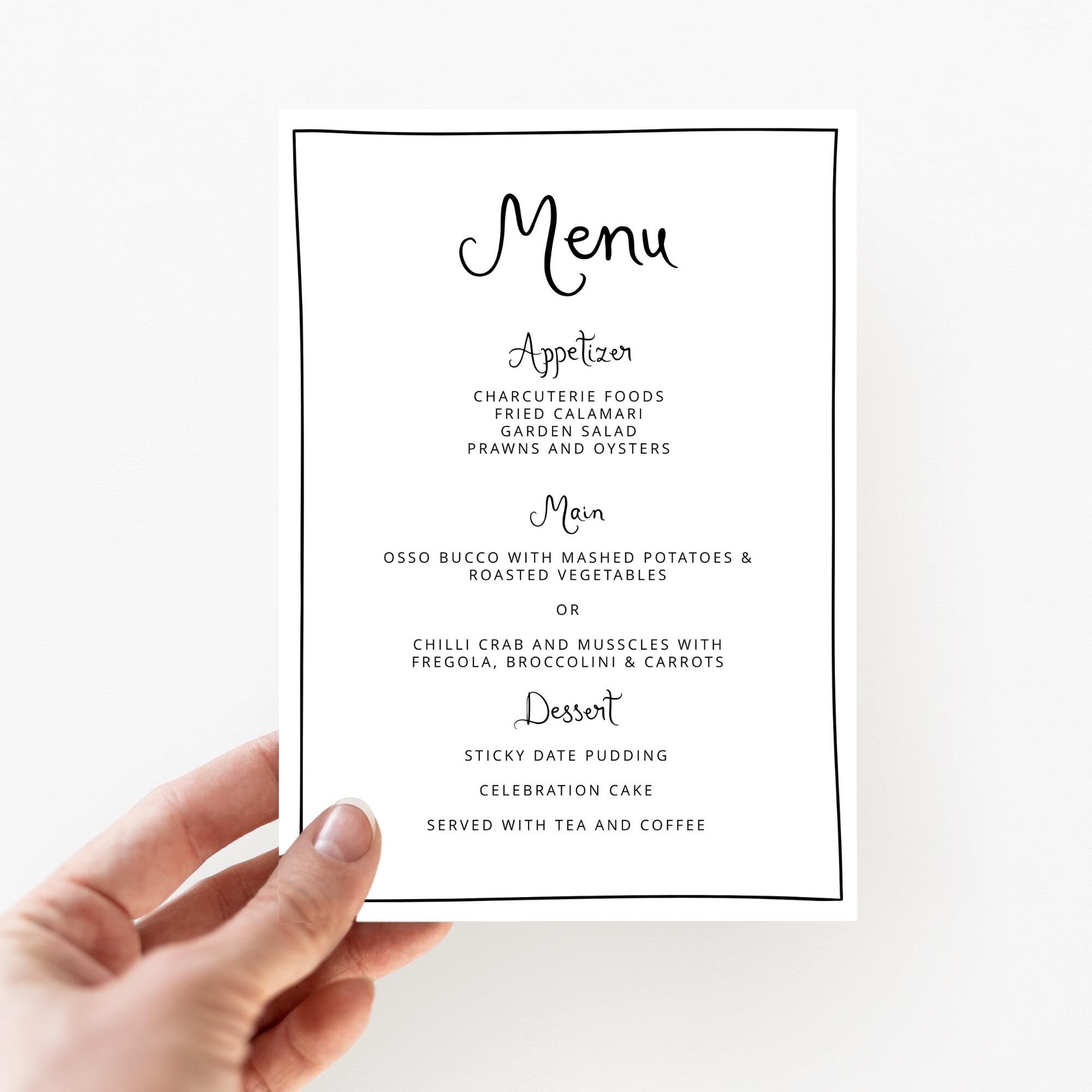 Heart Place Cards and Menu Template, Whimsical Placecard Heart Place ...