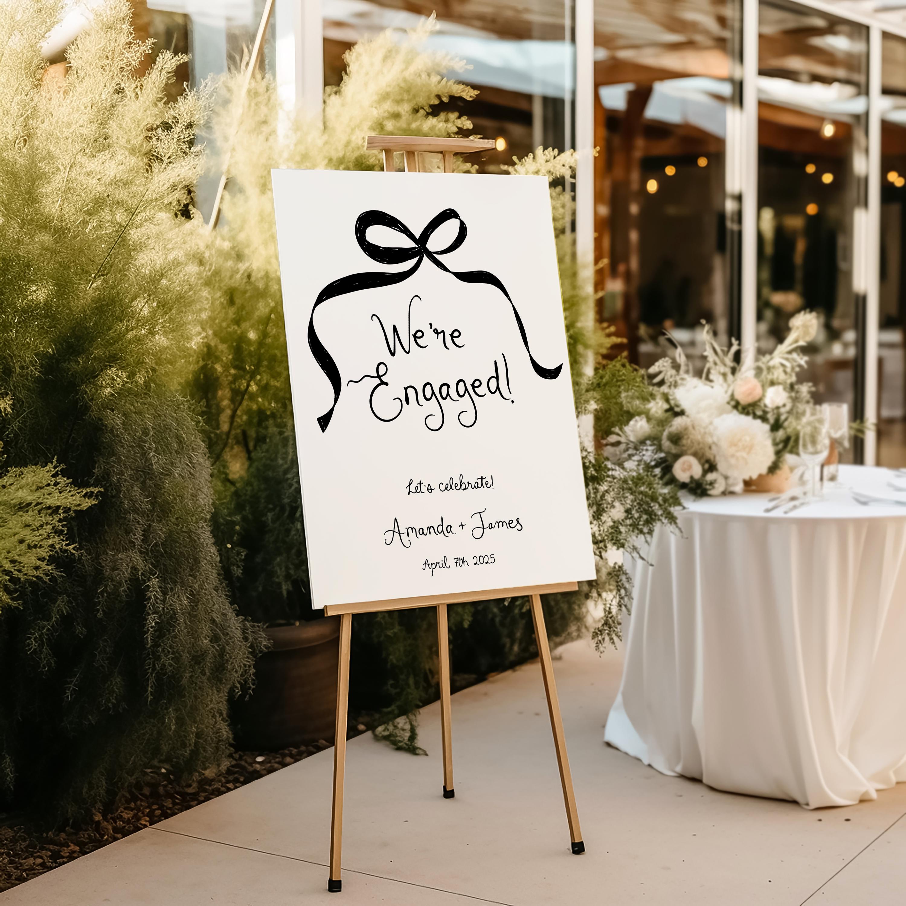 Engagement Welcome Sign Template, Whimsical Engaged Sign Illustration ...