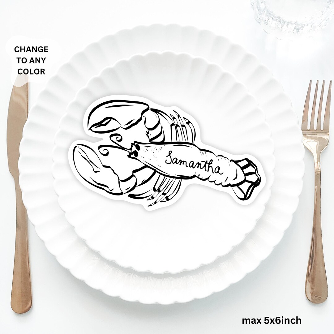 Cray Fish Place Cards Template, Whimsical Place Card, Lobster Placecard ...