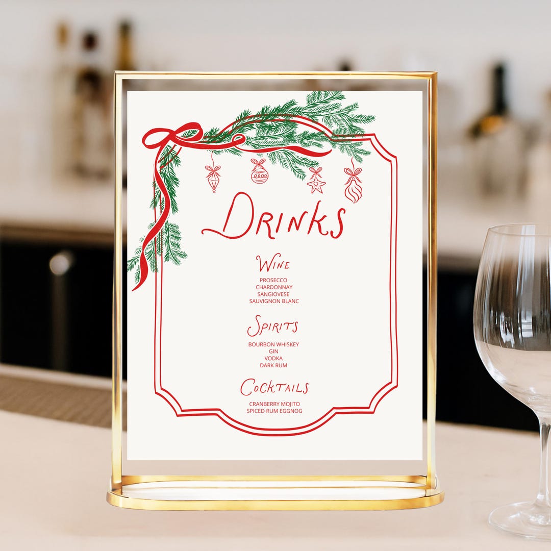 Christmas Drinks Menu Template Printable, Hand Drawn Christmas Drinks ...