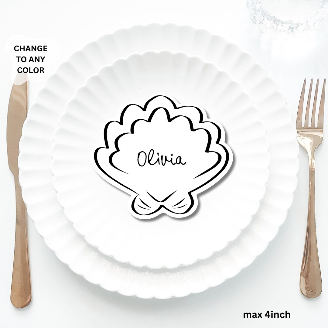 Shell Place Cards Template, Whimsical Place Card, Shell Placecard ...