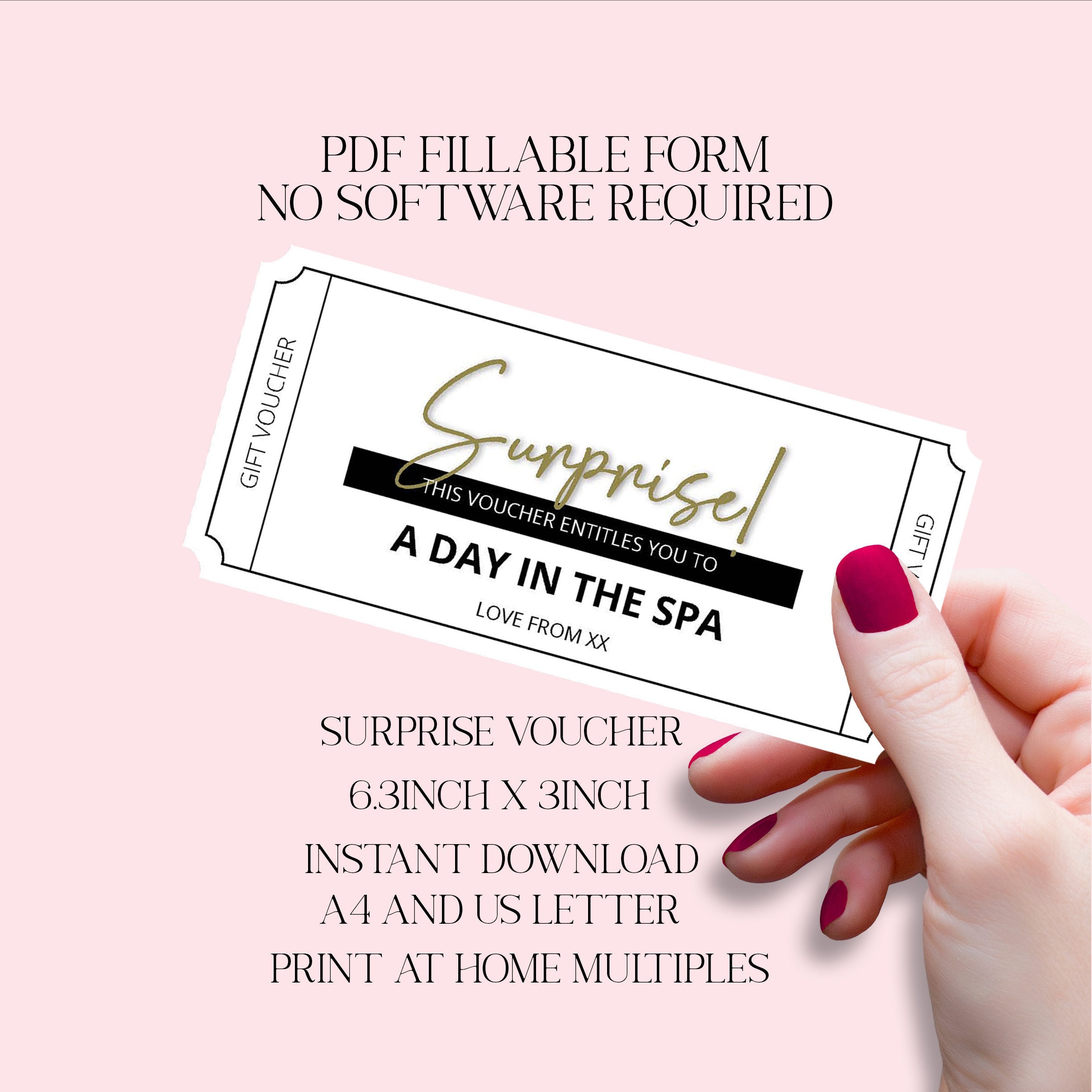 Print-at-home, Elegant, Surprise Voucher, Personalised Gift, Birthday ...