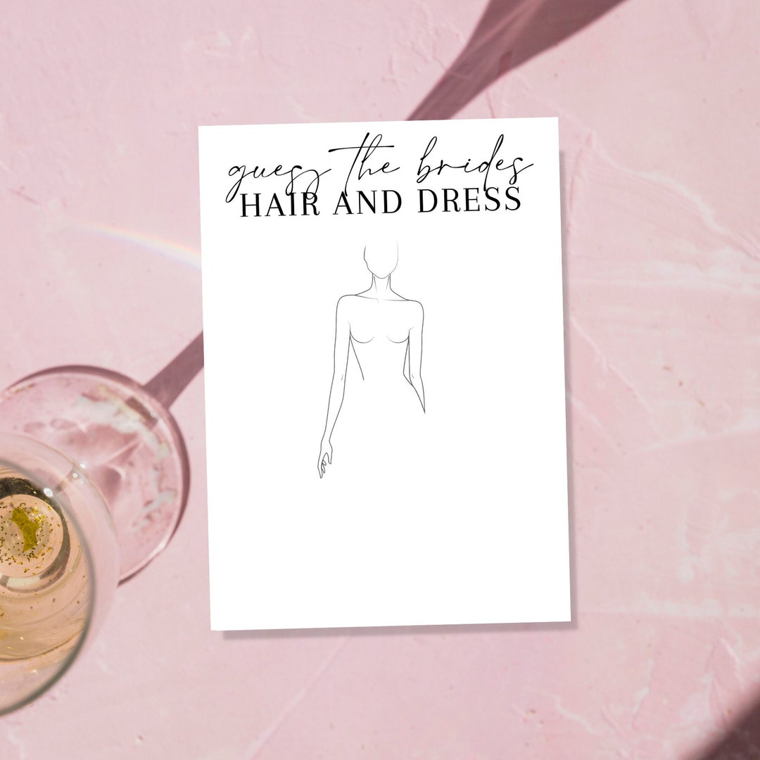 Guess the Dress Bridal Shower Game, Wedding Shower Games, Sketch the ...