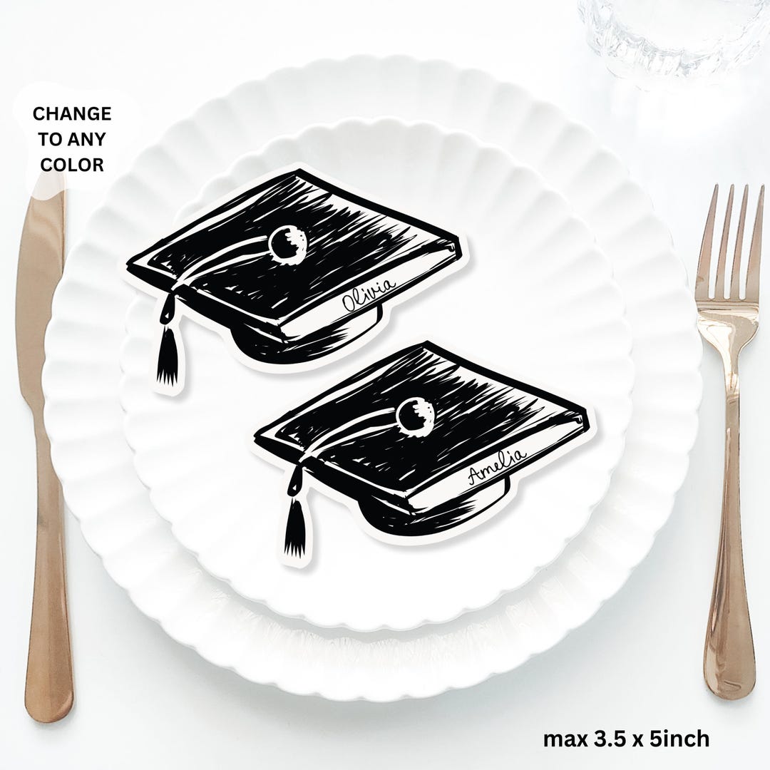 Graduation Cap Place Cards Template, Whimsical Placecard, Graduation ...