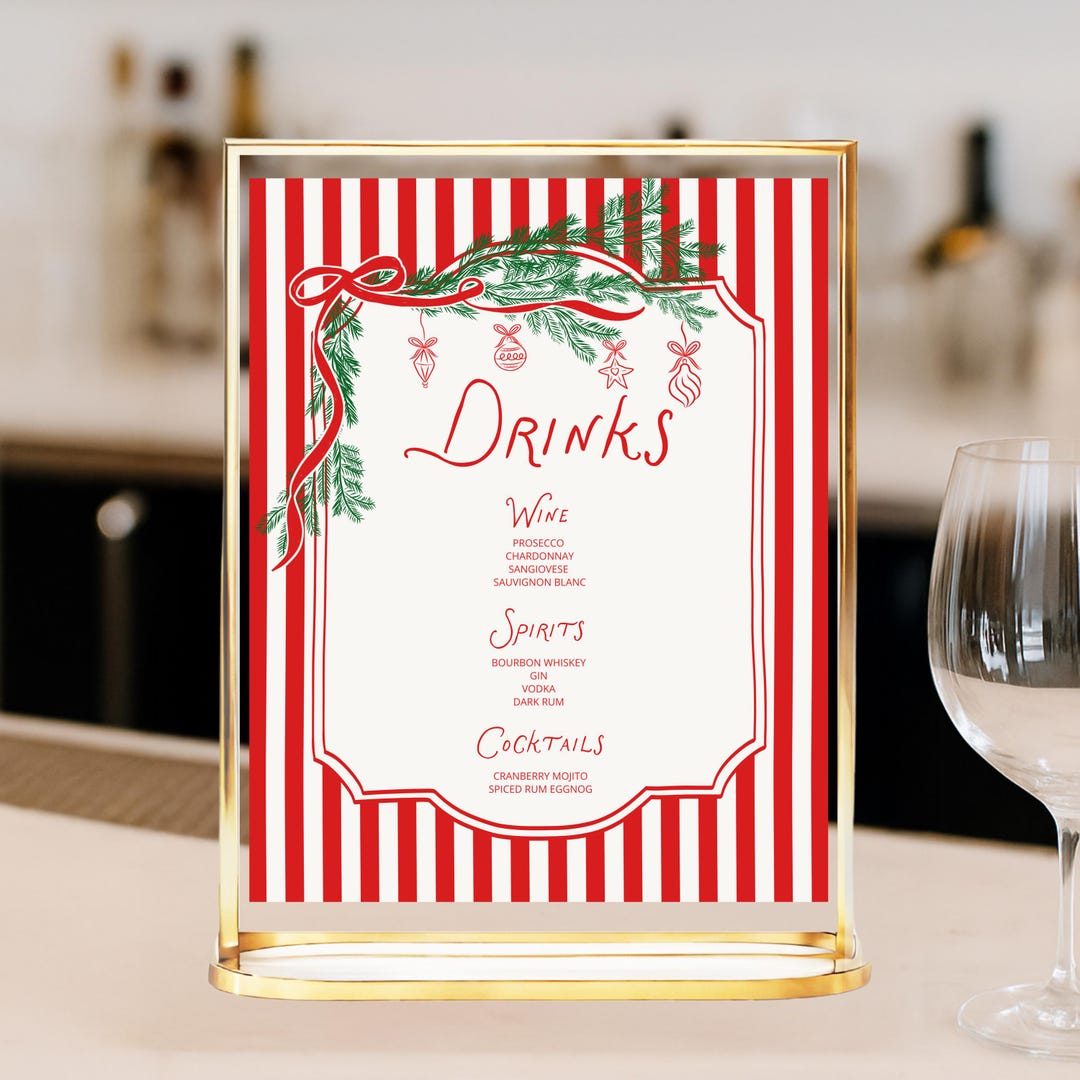 Christmas Drinks Menu Template Printable, Hand Drawn Christmas Drinks ...