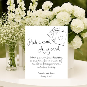 Pick a Card Sign Printable, Whimsical Gift Table Sign, Modern Hand ...
