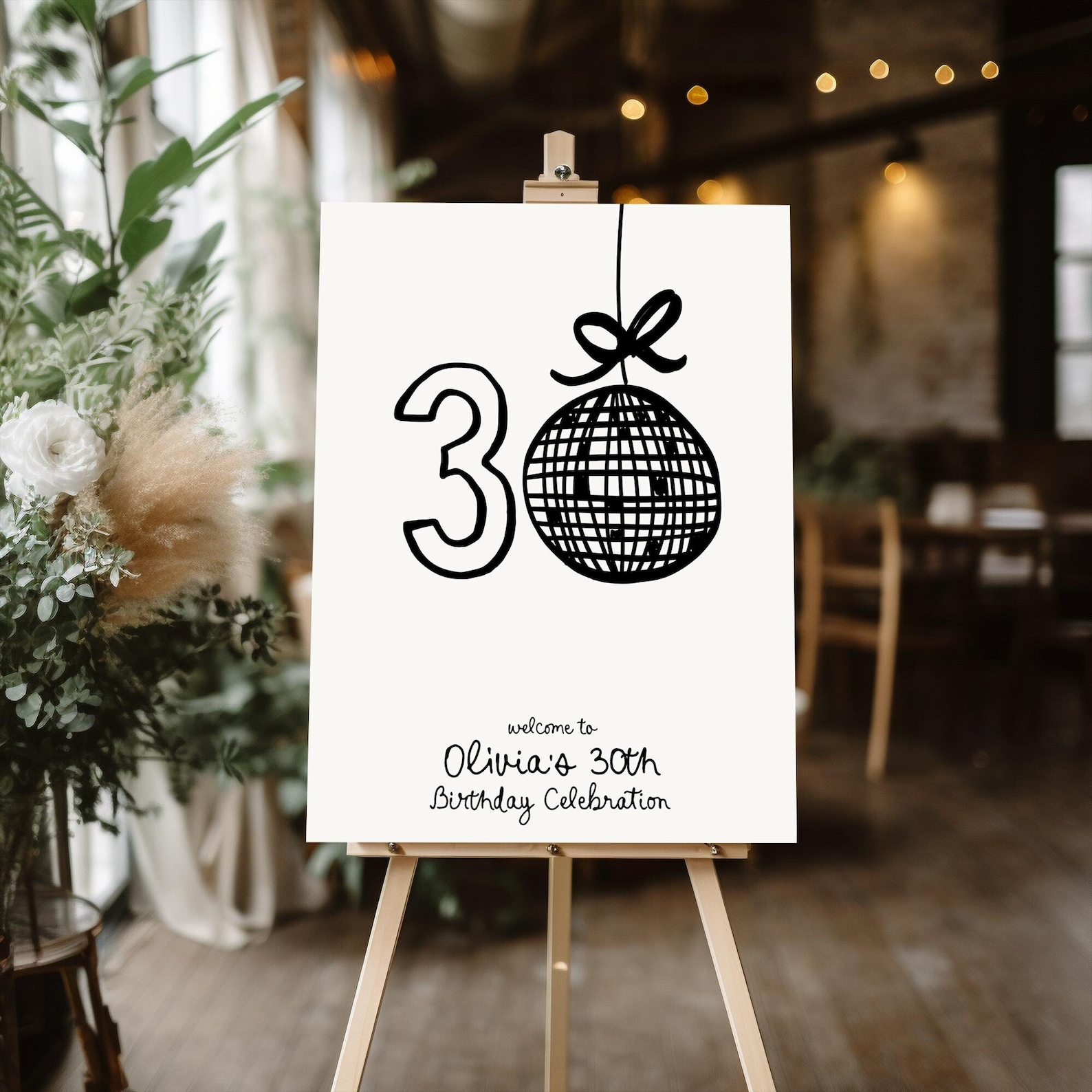 30TH Welcome Sign Birthday Sign for Girl, Editable Whimsical Birthday ...