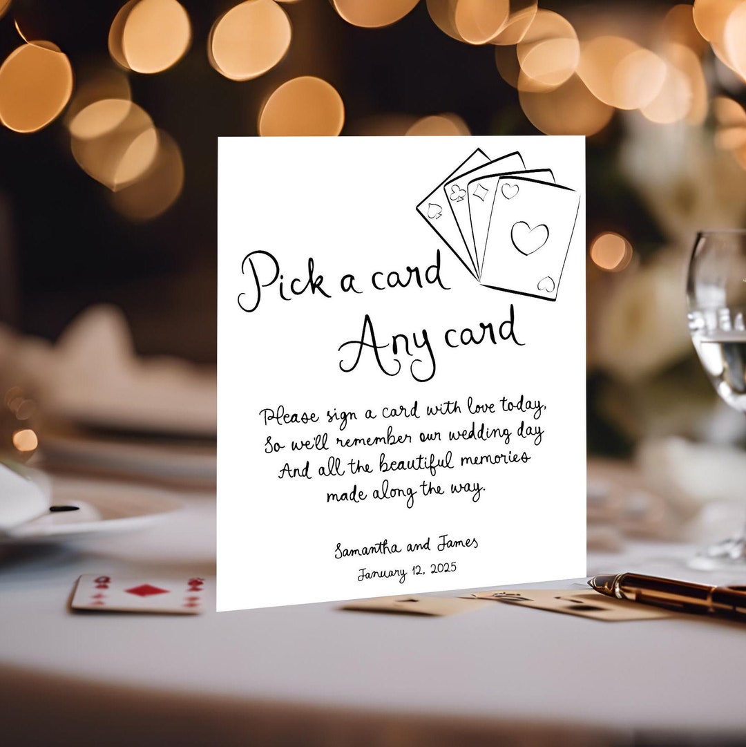 Pick a Card Sign Printable, Whimsical Gift Table Sign, Modern Hand ...