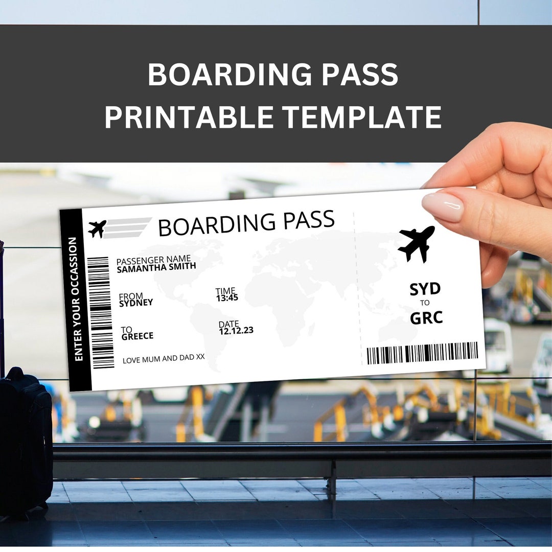 Editable Boarding Pass, Surprise Trip, Airline Ticket, Flight Gift ...