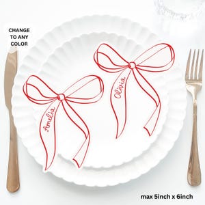 Red Bow Place Cards and Menu Template, Whimsical Placecard Red Place ...