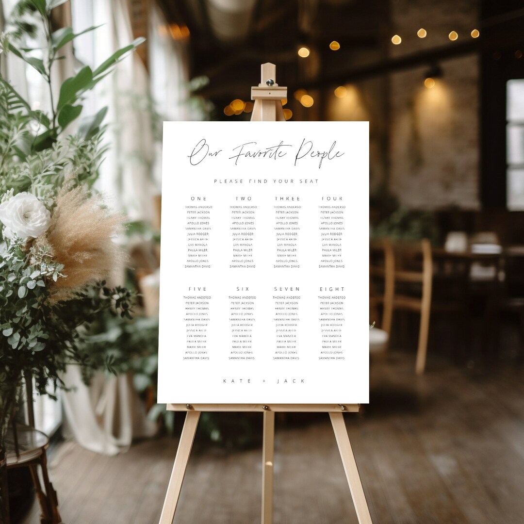 Editable Elegant Seating Chart Template, Modern Wedding Seating Chart ...