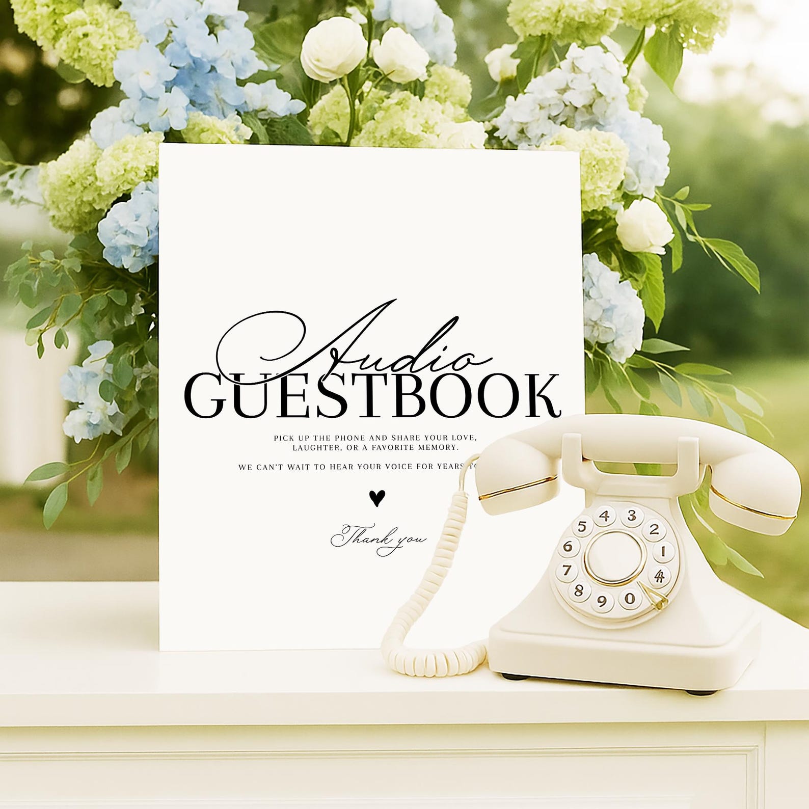 Audio Guest Book Template, Vintage Phone Guest Book Printable Reception ...