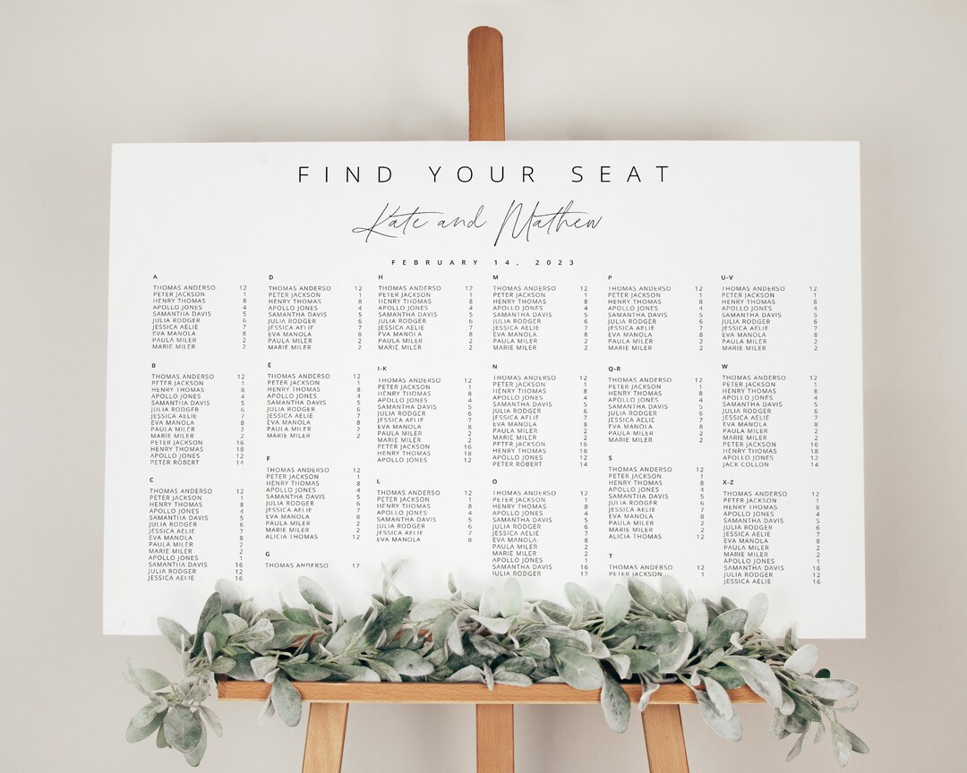 Alphabetical Seating Chart Template Download Minimalist Seating ...