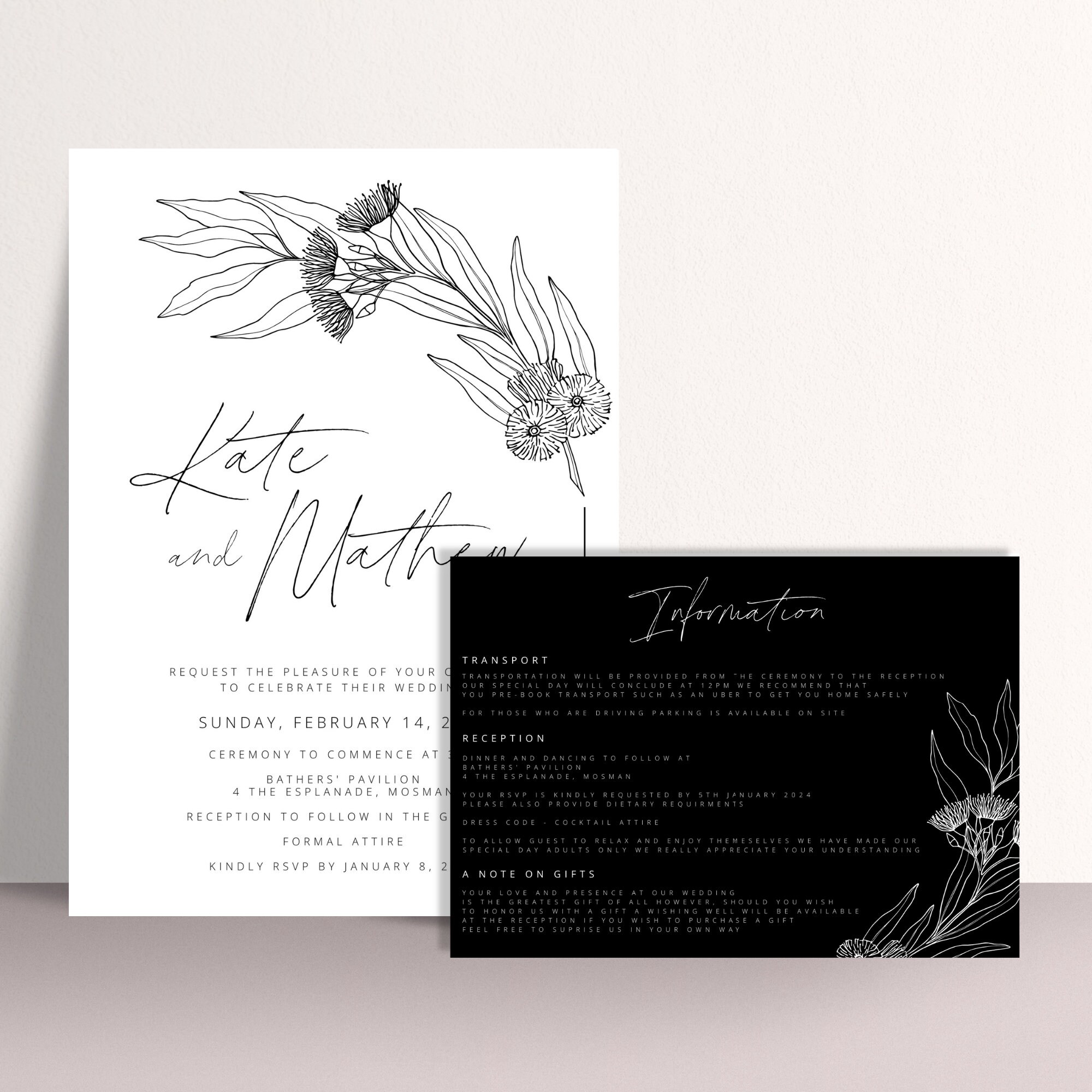 Australian Natives Wedding Invitation Suite Editable Template ...