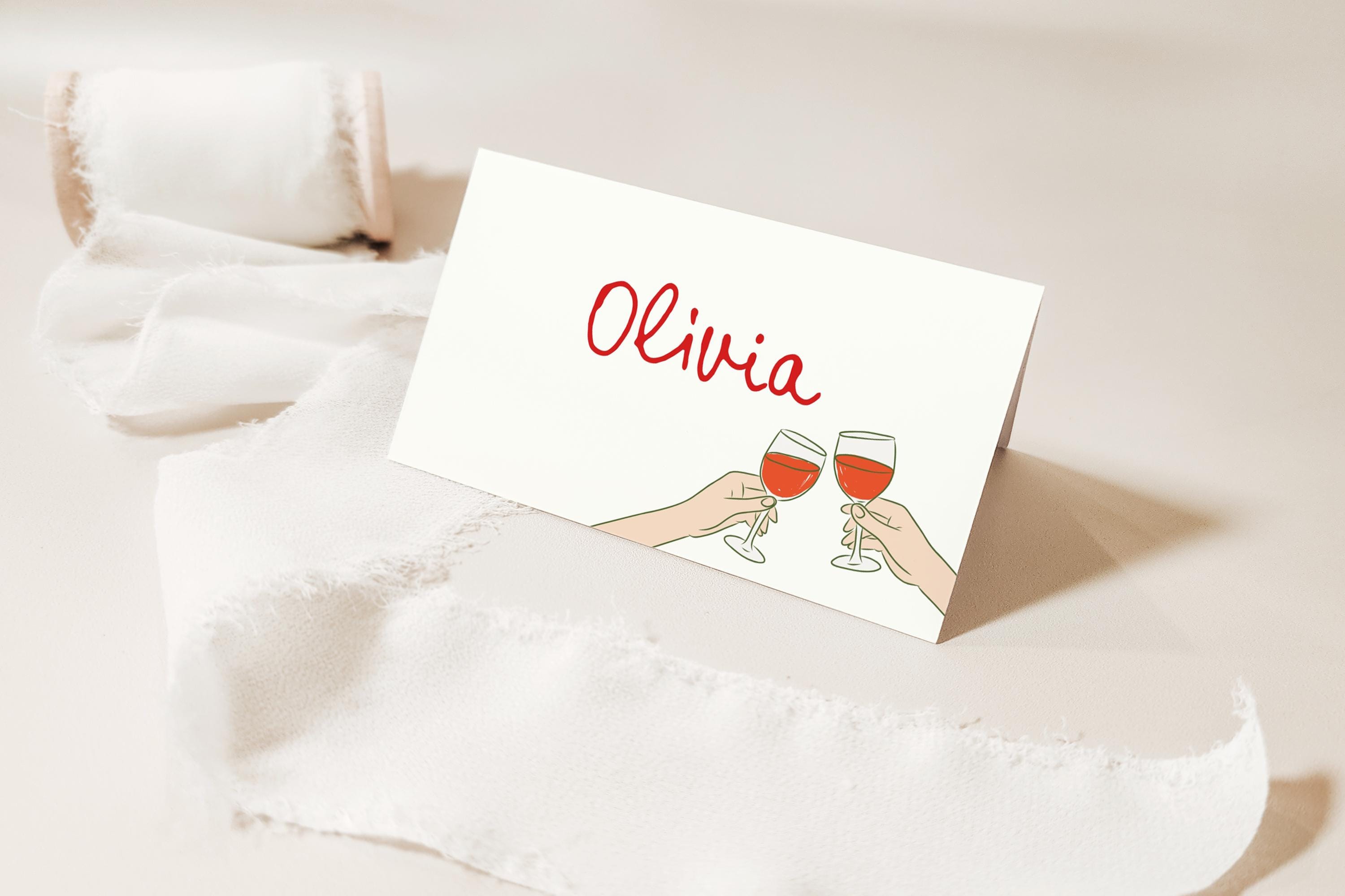 Italian Themed Place Cards Template, Whimsical Place Card, Red Place ...