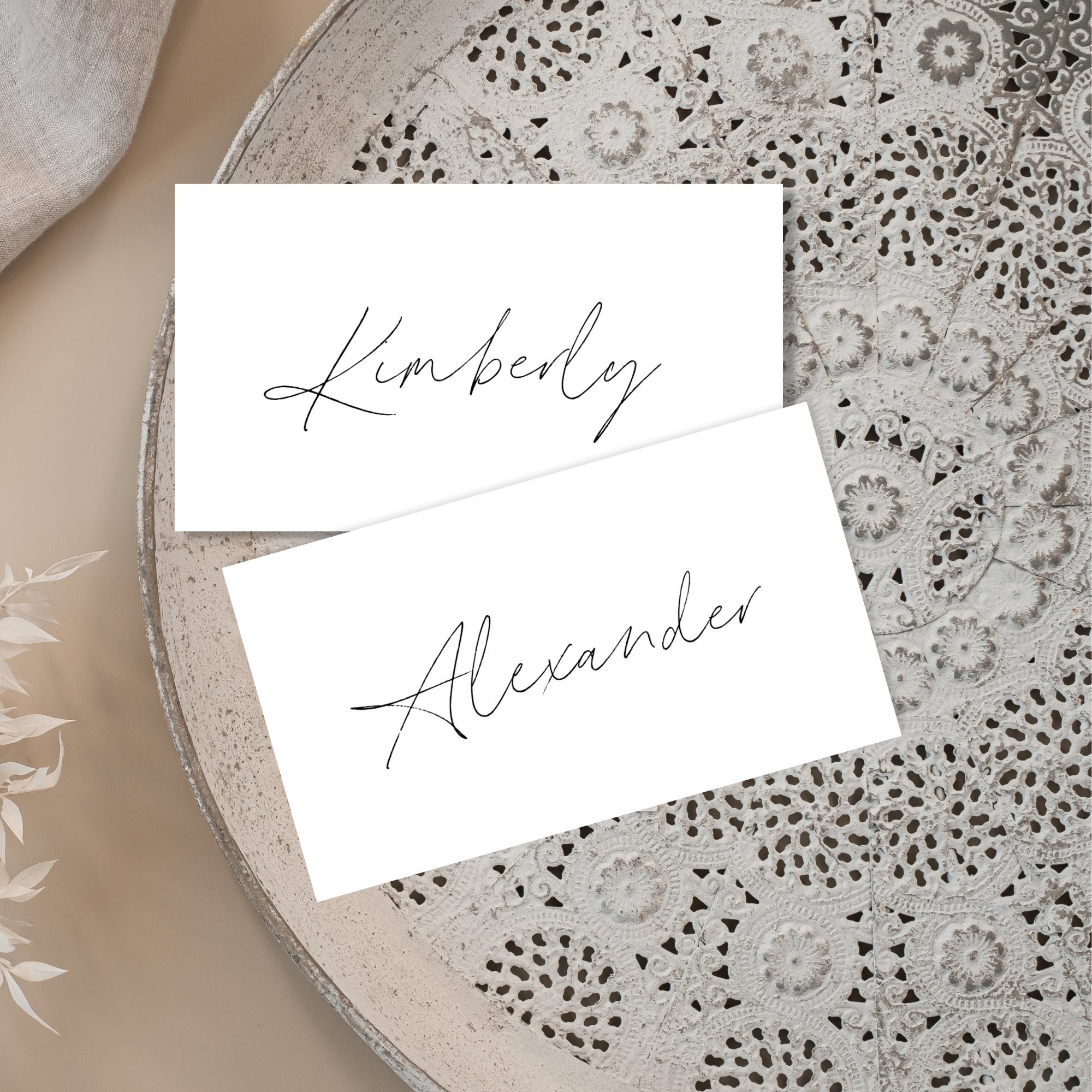 Elegant Wedding Name Cards Template, Printable, 100% Editable, Place ...