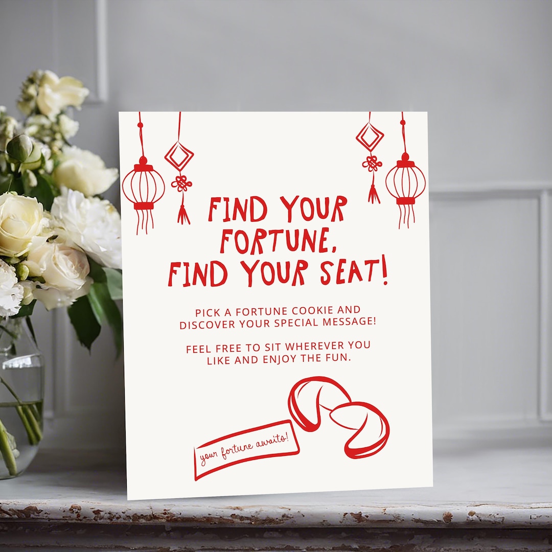 Fortune Cookie Sign, Fun Interactive Wedding Sign, Chinese New Year ...