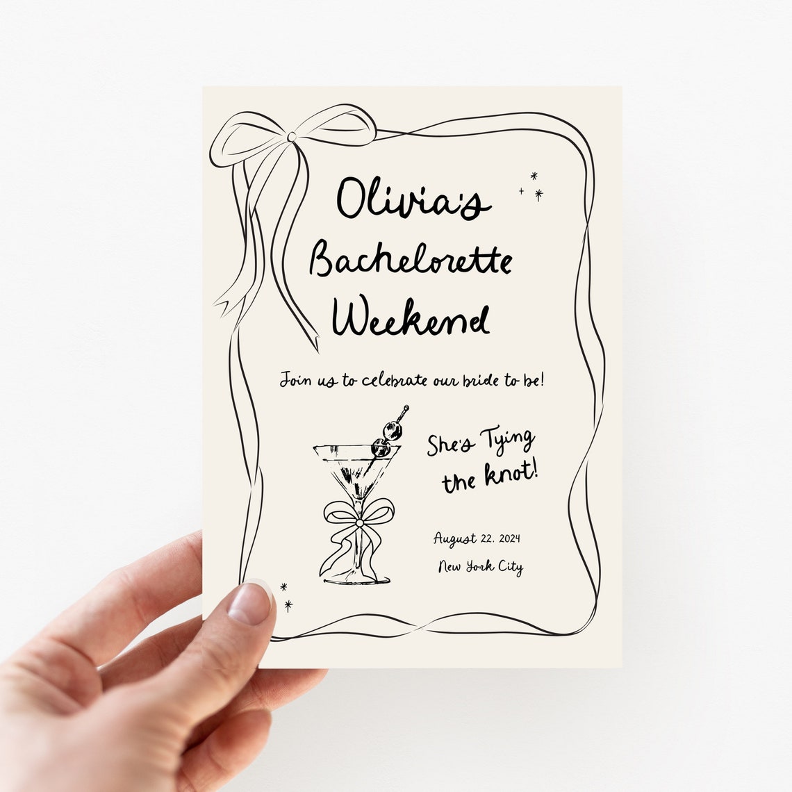 Hand Drawn Bachelorette Weekend Invitation, Hens Weekend Wavy Invite ...