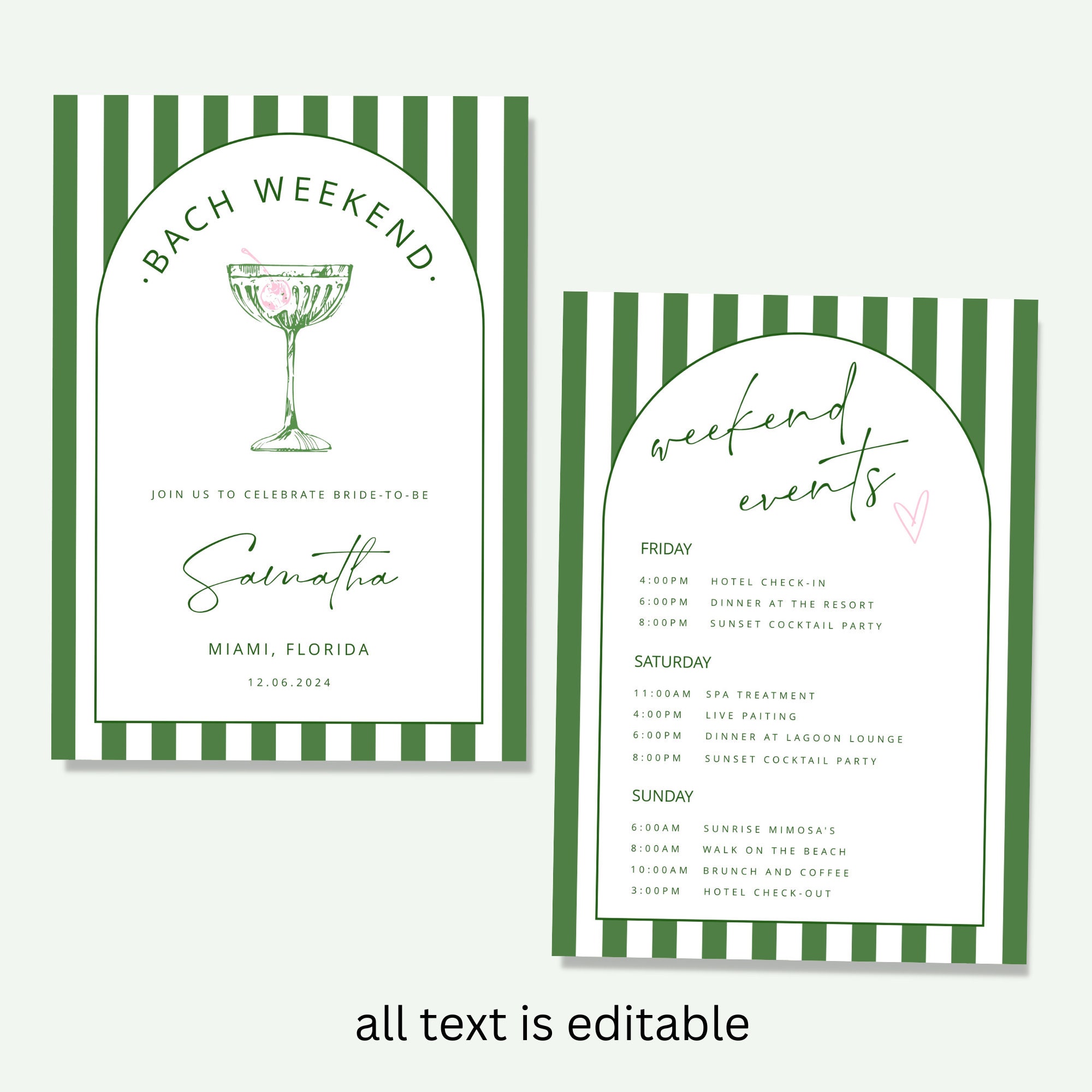 Country Club Bachelorette Party Invitation and Itinerary Template ...