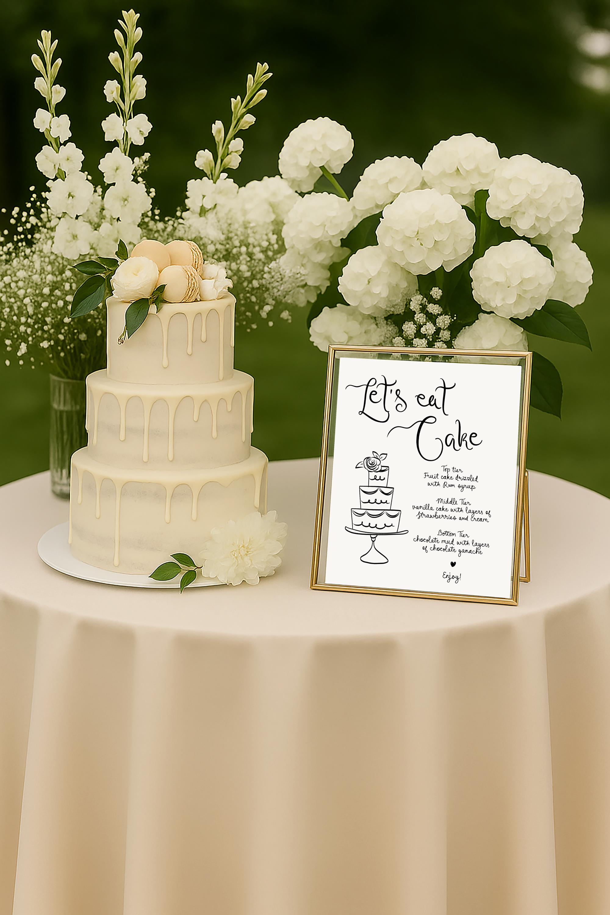 Cake Menu Sign Template, Whimsical Wedding Dessert Menu Sign, Wedding ...