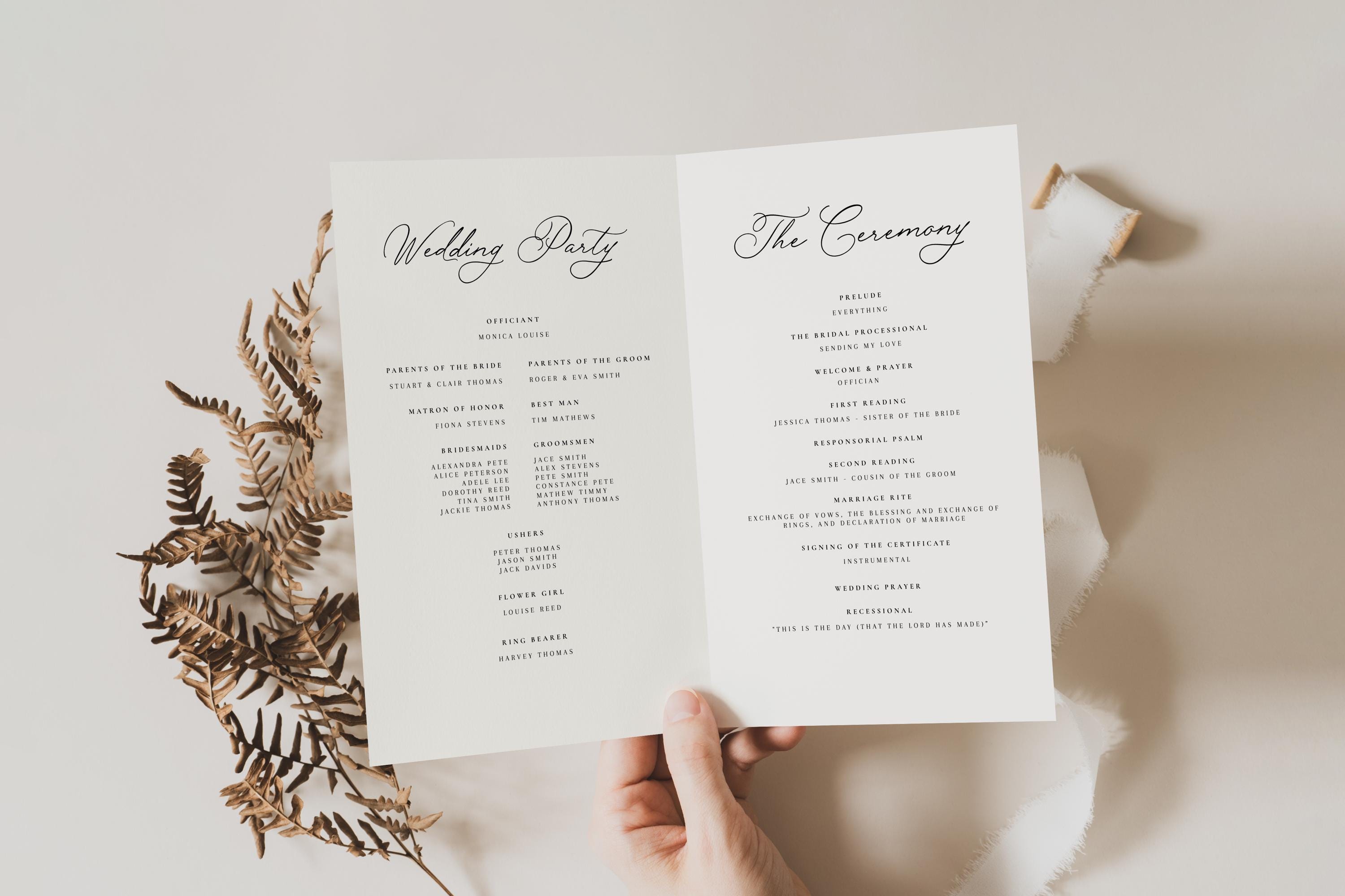 Wedding Program Template Church Ceremony | Editable Order of Service ...