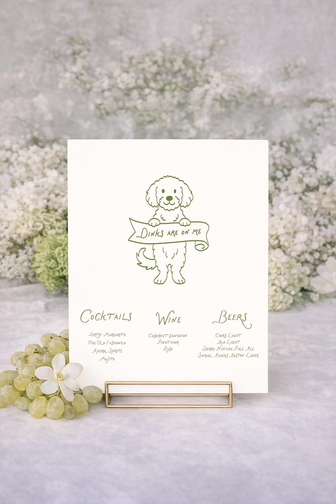 Dog Bar Menu Sign, Drinks Are on Me Menu Template, Green Wedding Bar ...