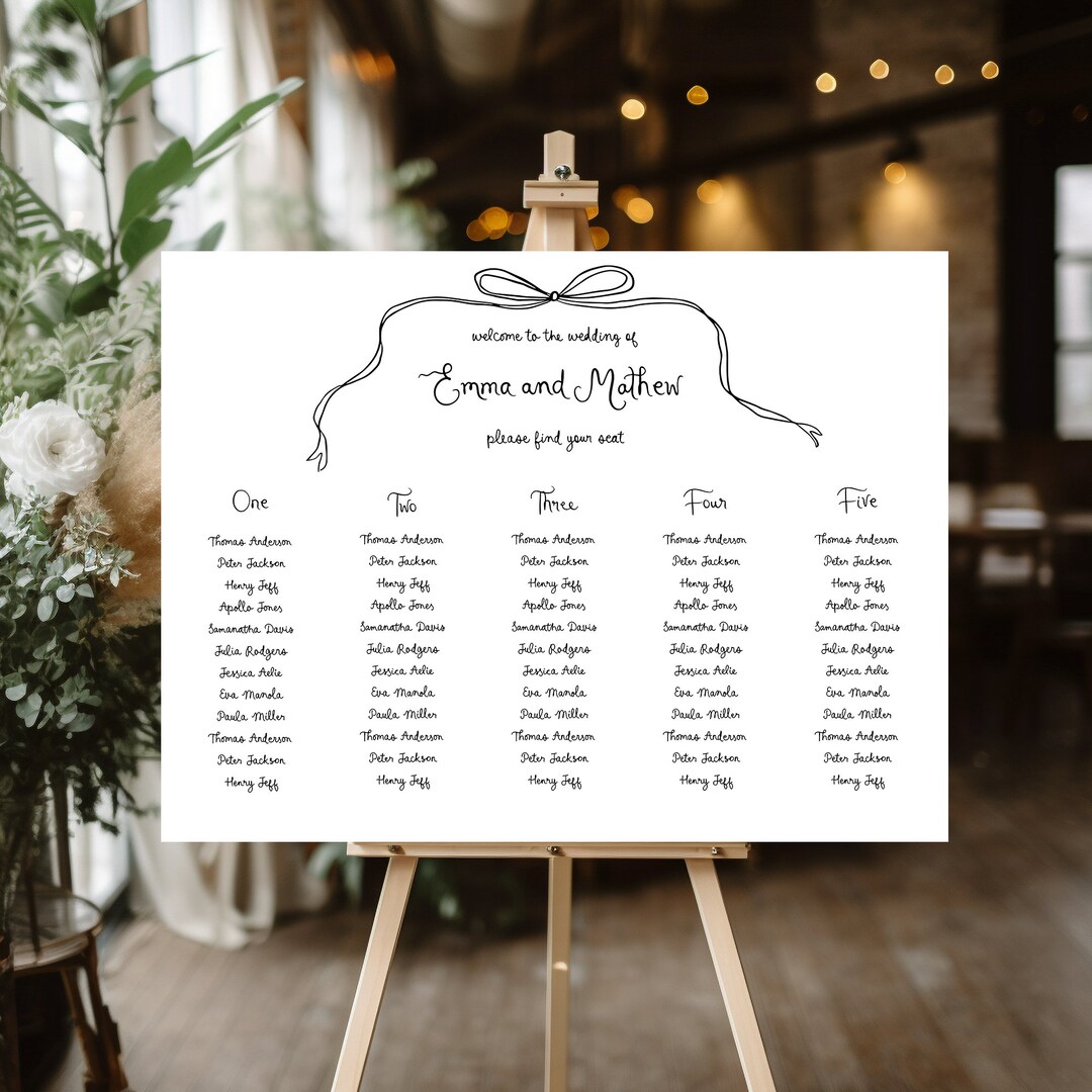Whimsical Wedding Seating Plan Template, Hand Drawn Seating Chart ...